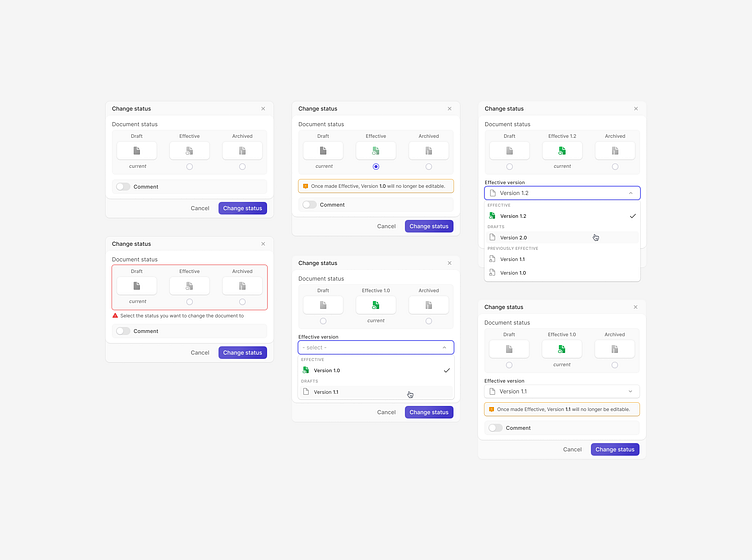 Status change widget by Peter Grochowski on Dribbble