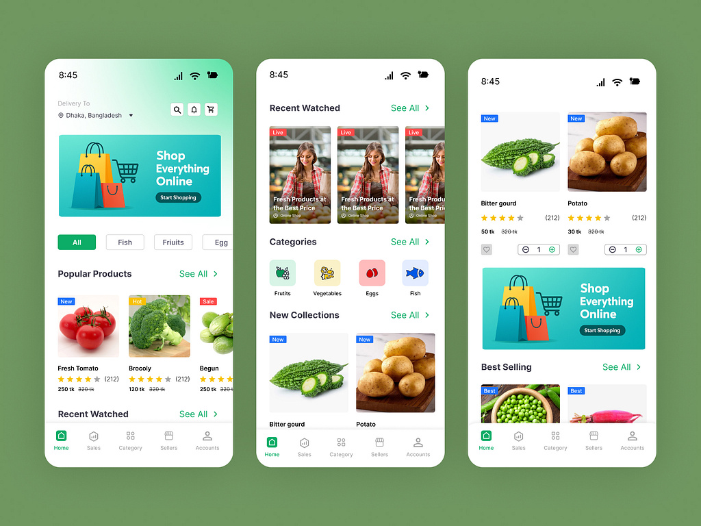 Modern Grocery & Online Shopping App UI | Clean Figma Design by Tapu Raihan Sabuj on Dribbble