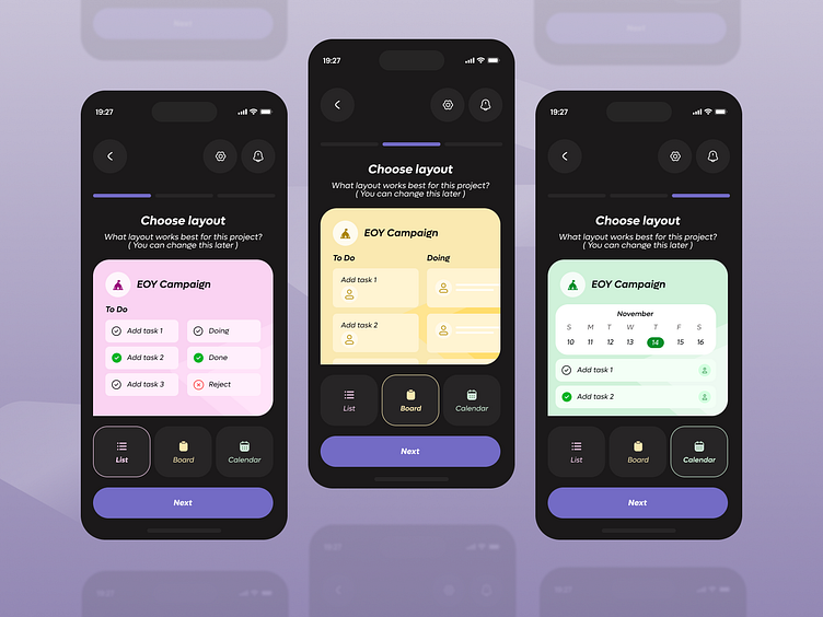 project management trend mobile ui design by Roohi Koohi on Dribbble