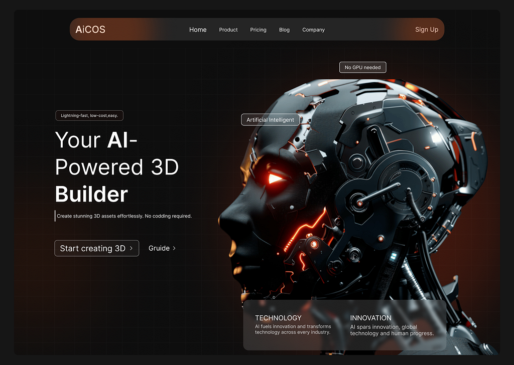 ⚡ AiCOS — AI-Powered 3D Builder by Moumita Akter on Dribbble