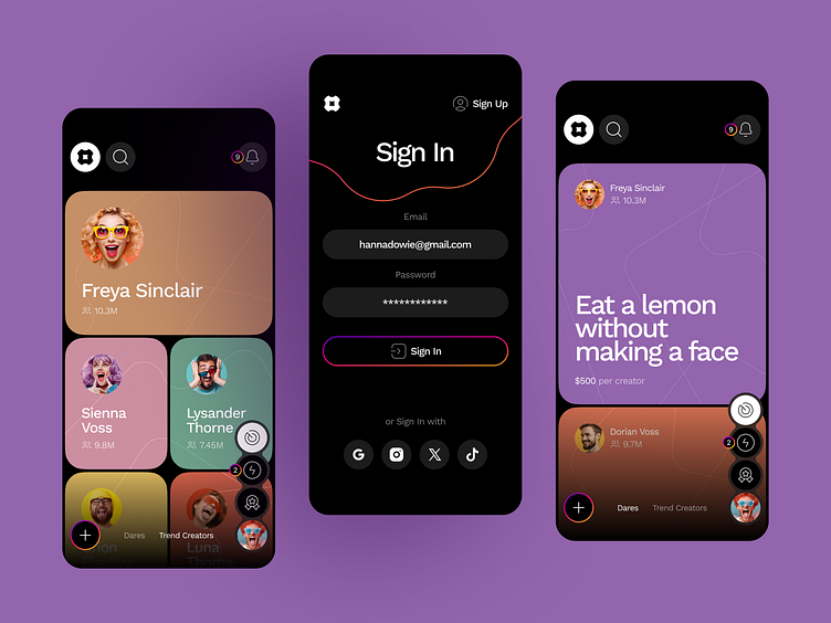 Social Dares Mobile App UI by Nixtio on Dribbble