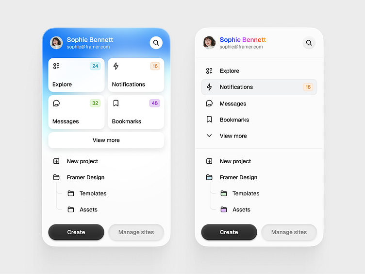 Account Menu – Left or Right? 🤔 by Tran Mau Tri Tam on Dribbble