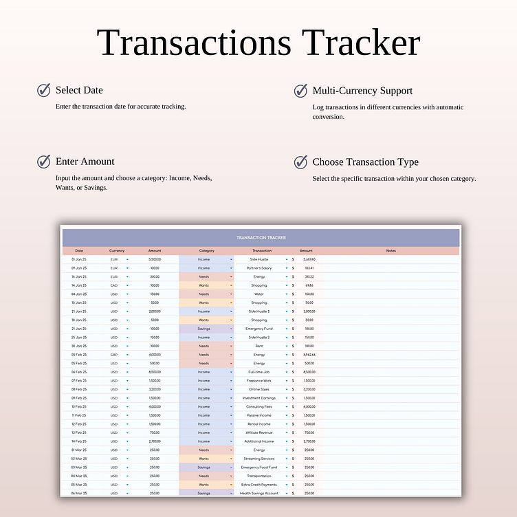 30/50/20 Budget Spreadsheet Template | Excel & Google Sheets by ...