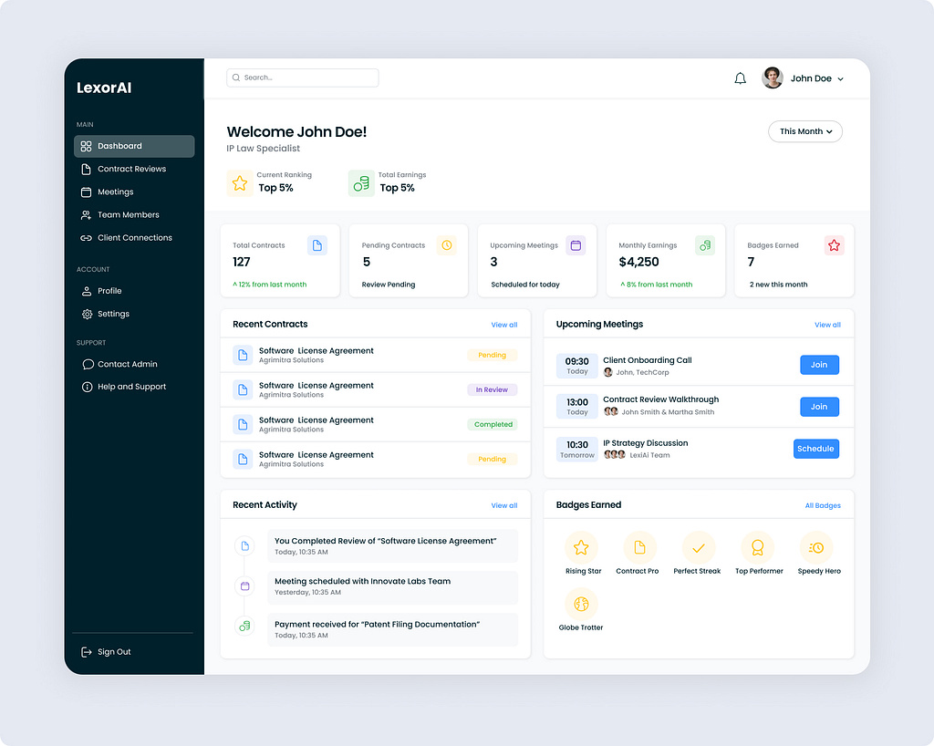 Legal Management Dashboard UI by Neha on Dribbble