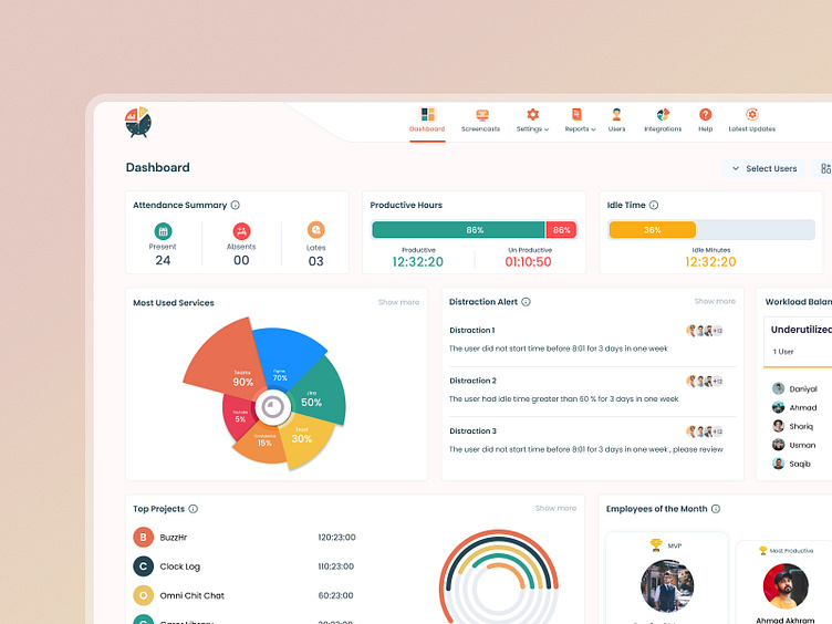 ClockLog - Employee Productivity & Attendance Dashboard by M Awais on ...