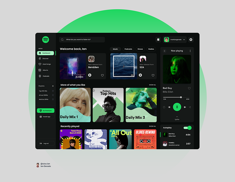 Spotify Desktop - Redesign by Ian Gerado on Dribbble