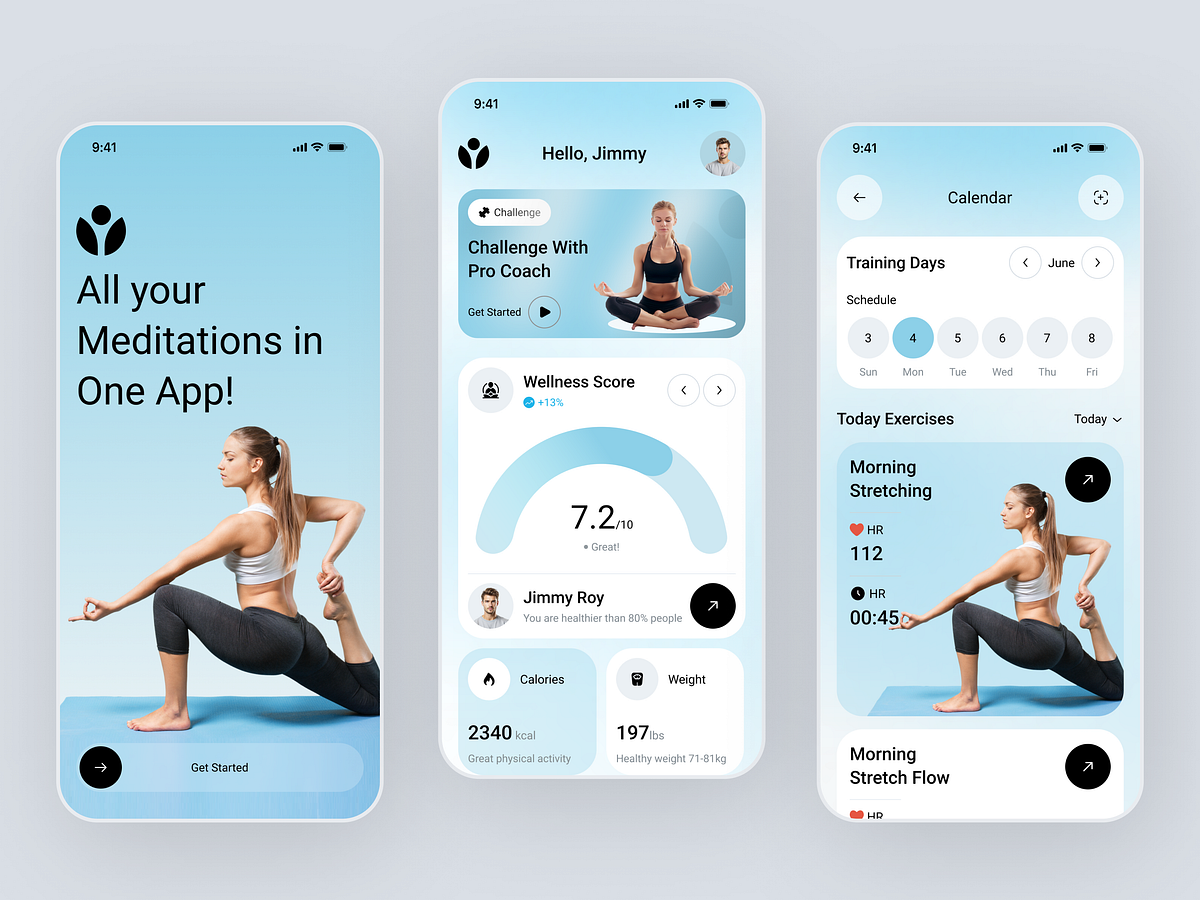 Modern Meditation & Wellness App UI by Mohammad Ali on Dribbble