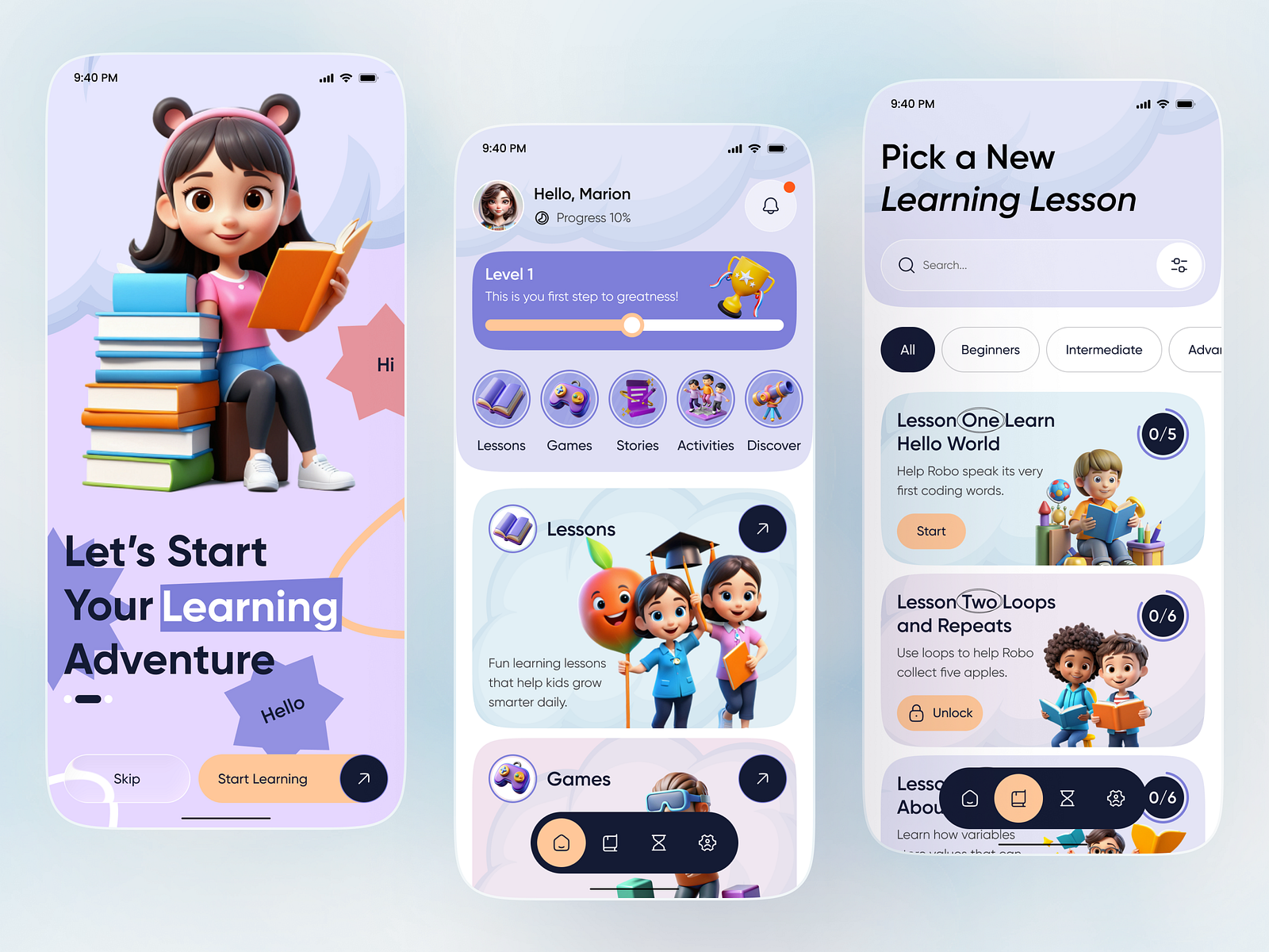 Kids Learning App UI – Fun, Interactive & Educational Experience by ...