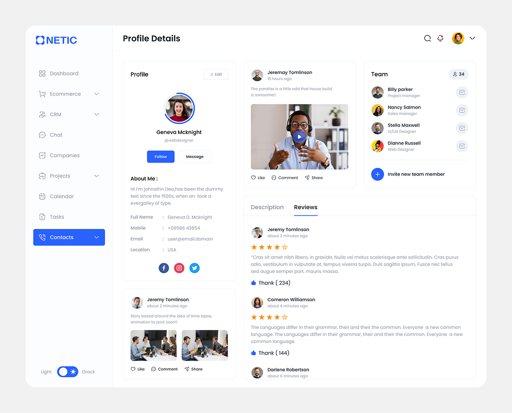 Profile Details Page by UI Asad for ThreePixels studio on Dribbble