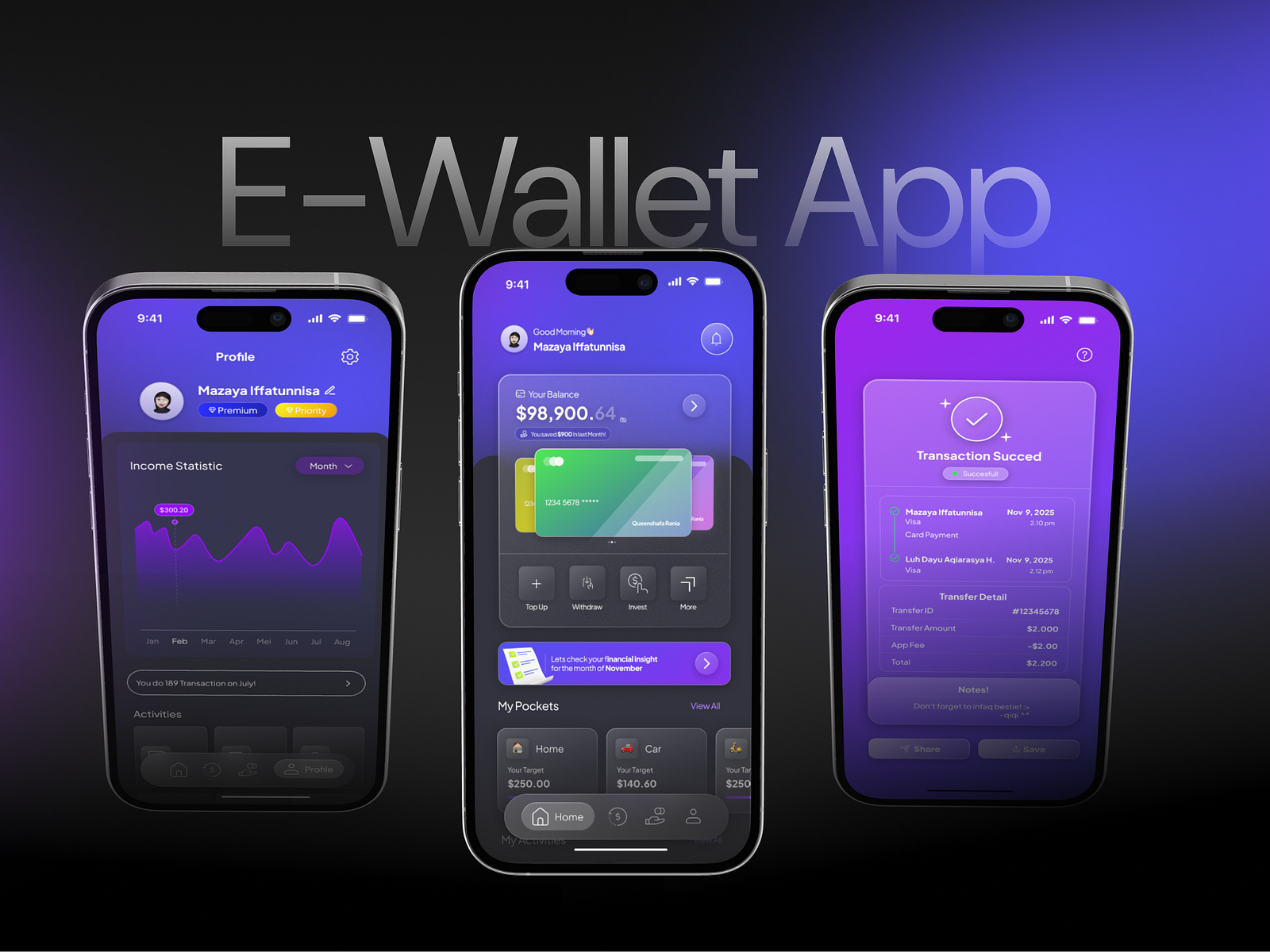E wallet App UI Design by aqiarasya on Dribbble