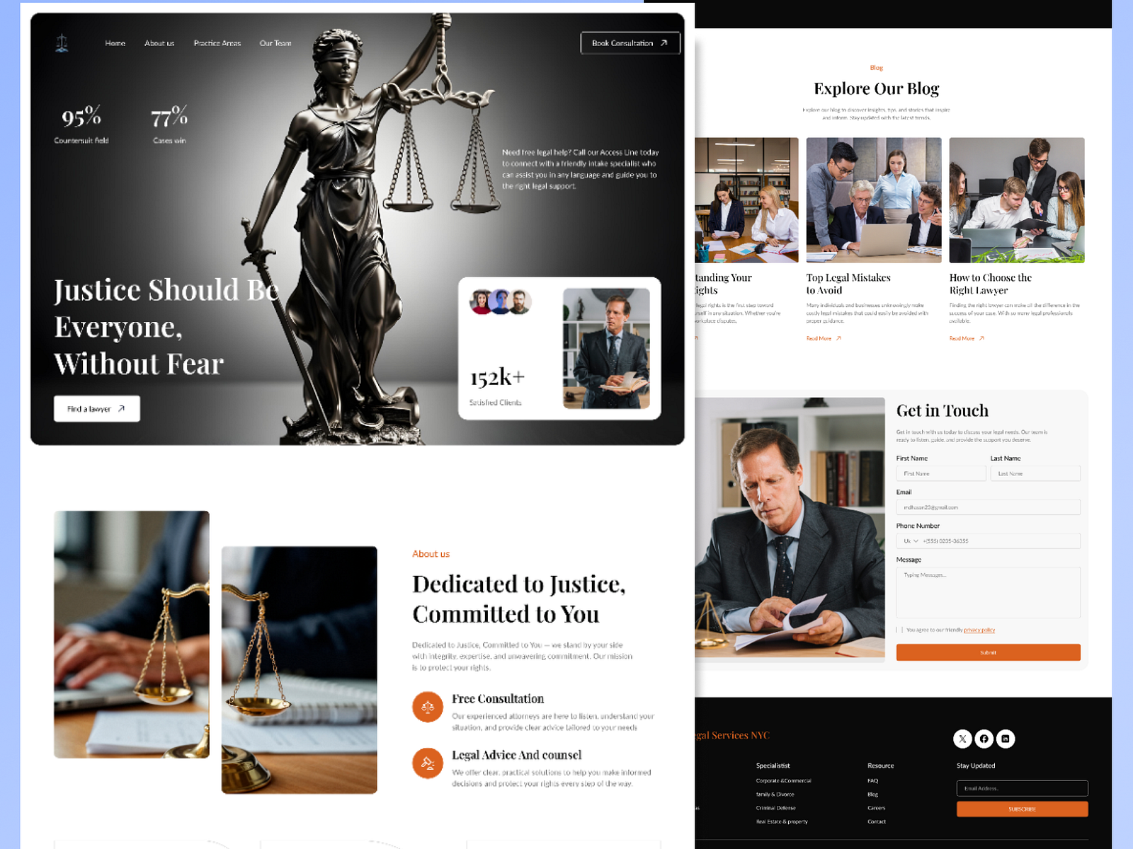 Legal Service Website – Modern Law Firm Homepage UI by Md Uzzal Hossain on Dribbble