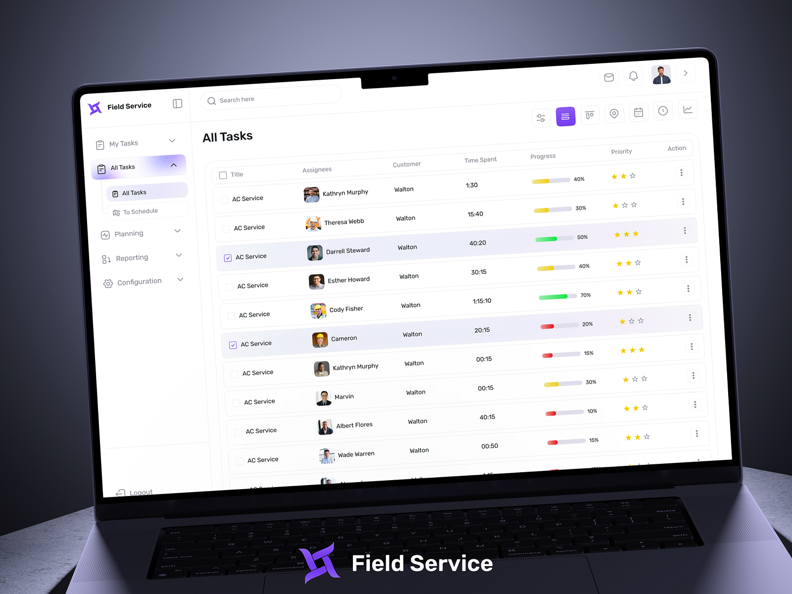 Field Service Dashboard - Task Management UI by Ashik Alahe on Dribbble