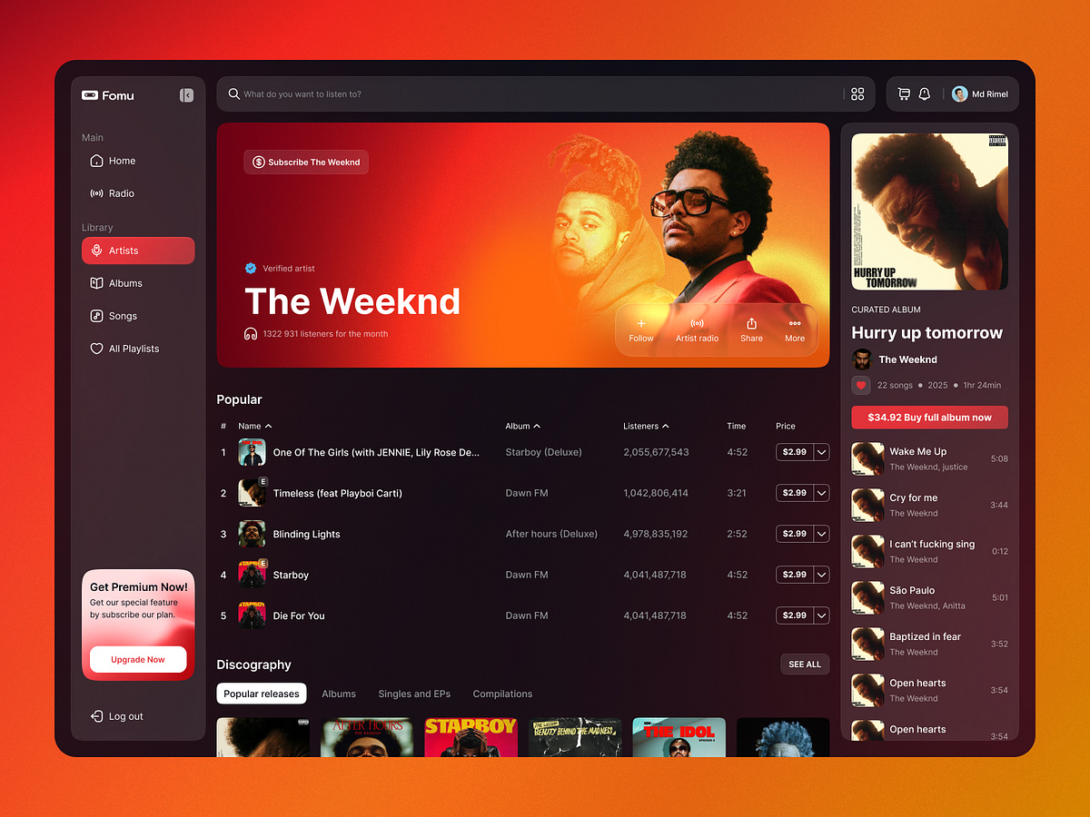 Music Web App by Jubaer UX/UI Designer on Dribbble