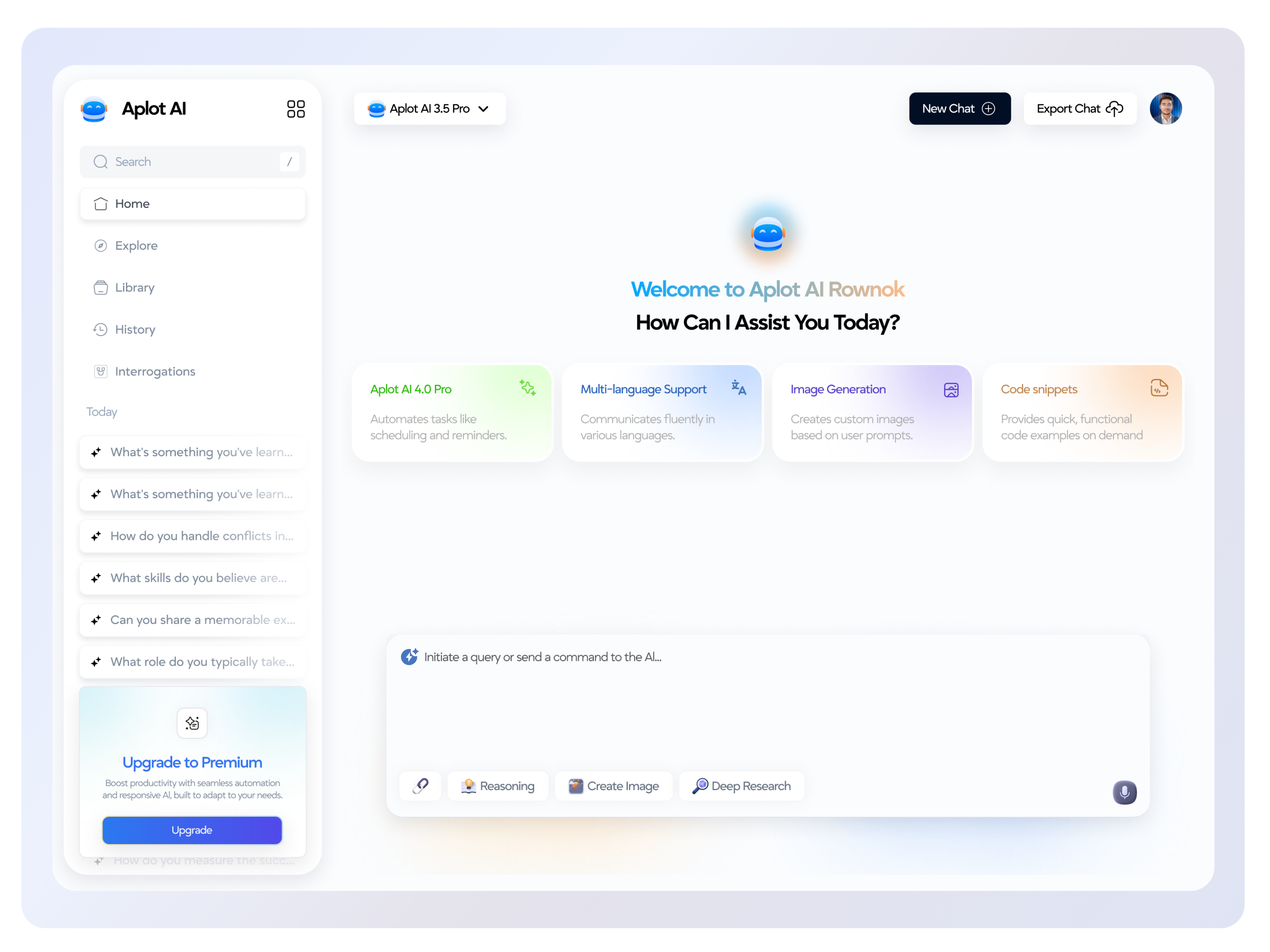 Aplot AI – Modern Chat Dashboard UI for AI Assistant Platform by ...