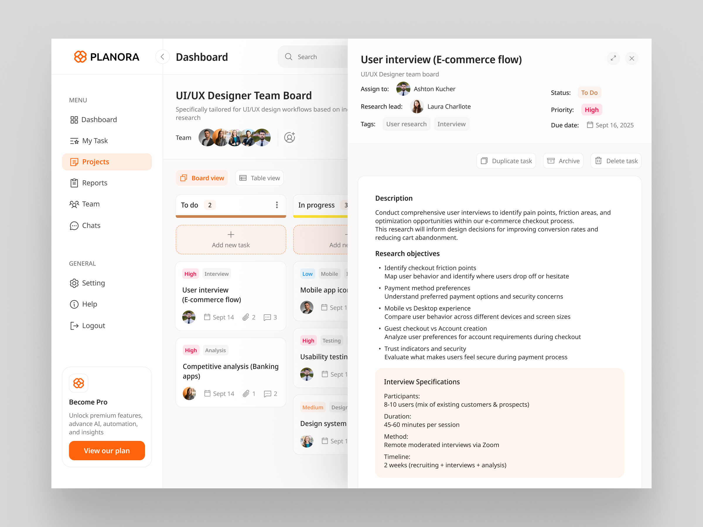 Planora - Management Task Dashboard (Mockup) by Jessicha Hyacintha for Agensip UI UX Agency on ...