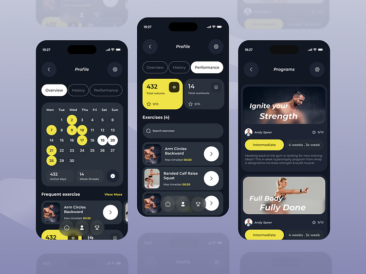 Sport application mobile UI design by Roohi Koohi on Dribbble