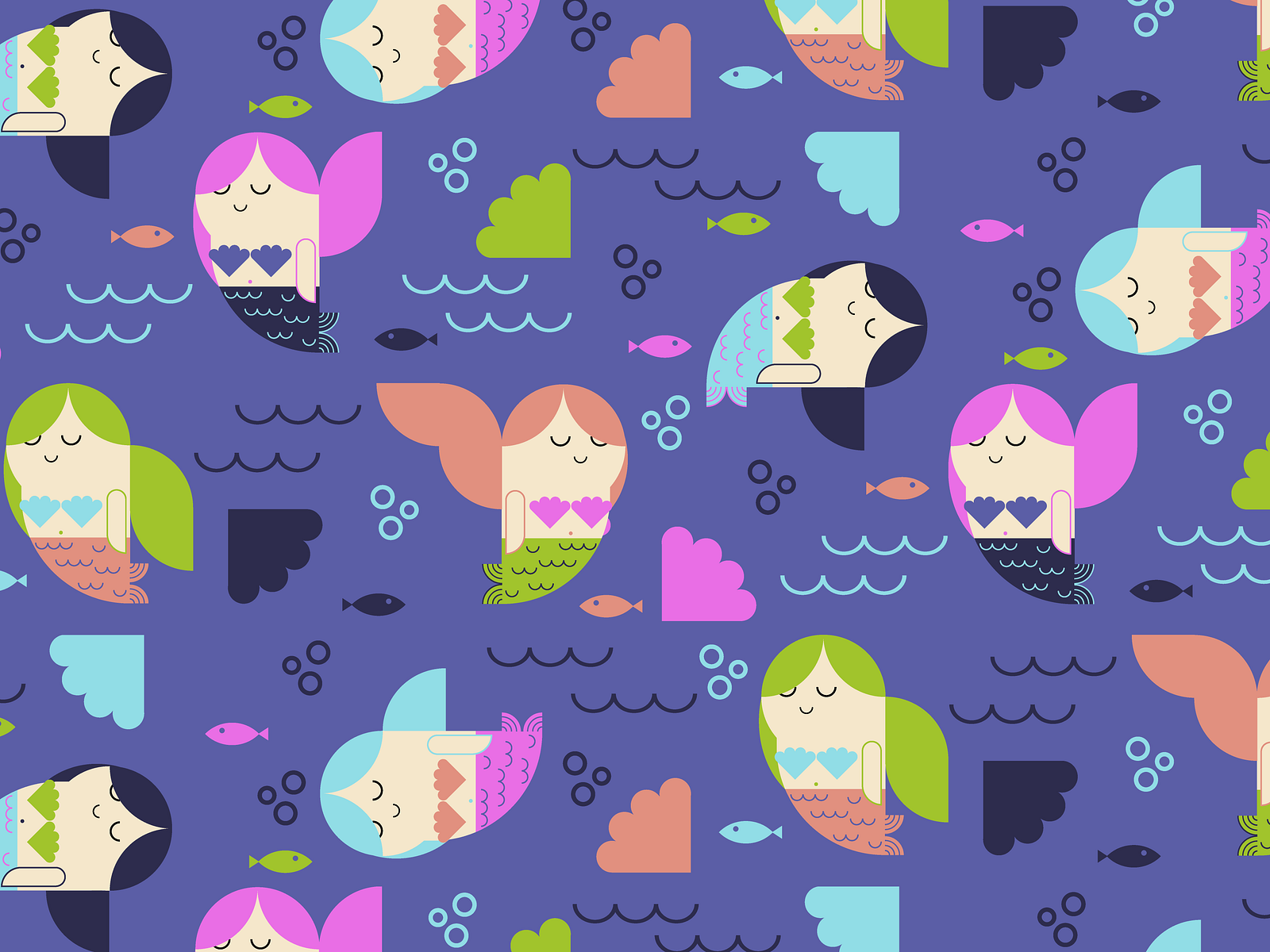 Mermaids Pattern by Katie McArthur on Dribbble