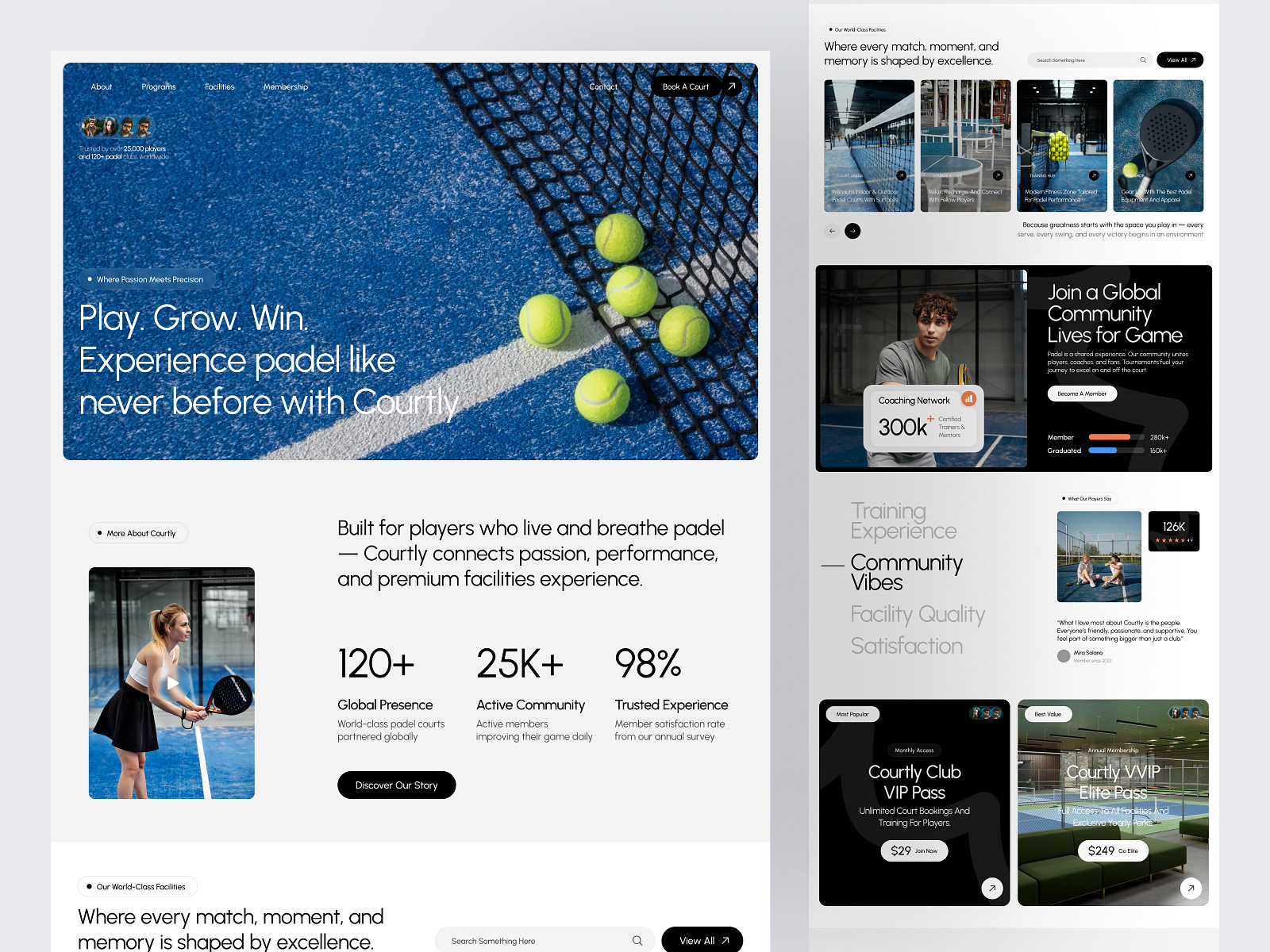 Padel Court Landing Page by Ahmad Faizien for OnPoint Studio on Dribbble