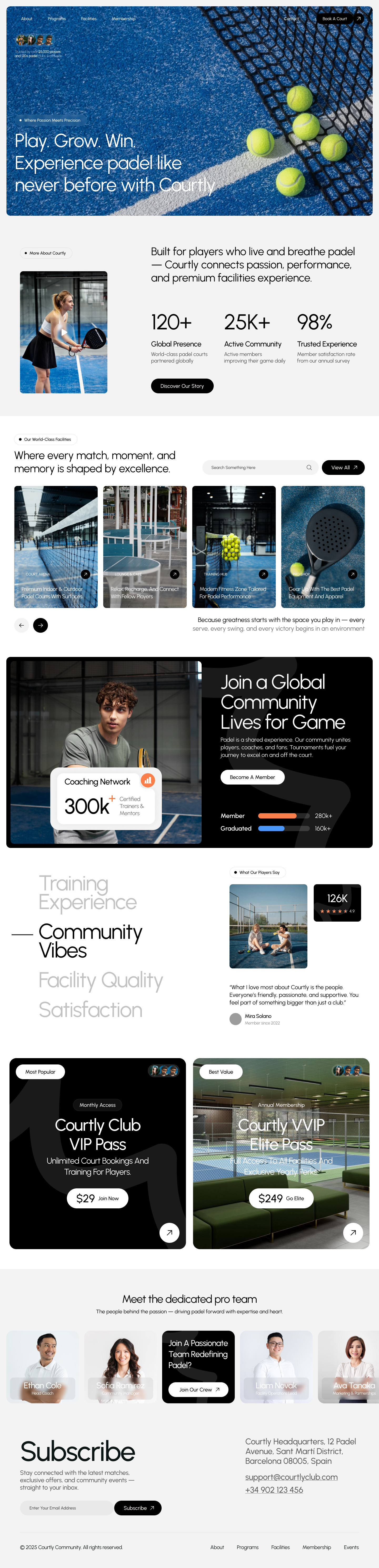 Padel Court Landing Page by Ahmad Faizien for OnPoint Studio on Dribbble