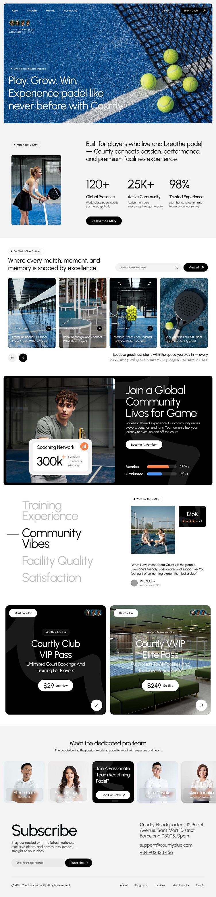 Padel Court Landing Page by Ahmad Faizien for OnPoint Studio on Dribbble