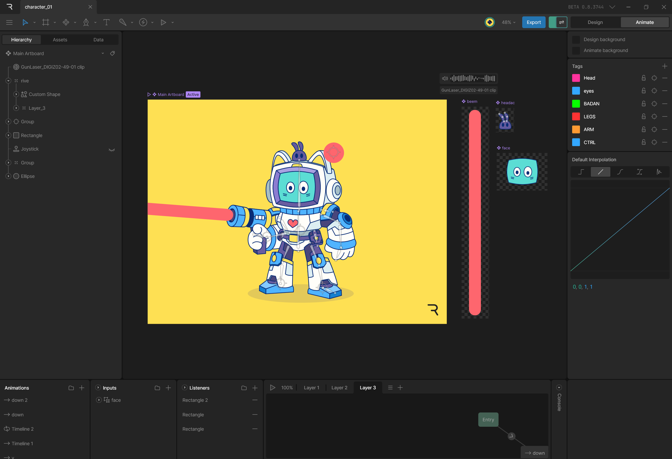 Interactive Character Animation In Rive By Raivu Animator For Raivu