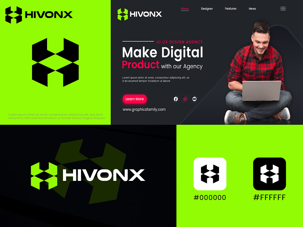Modern Abstract Logomark H Logo design by MD. SAIED MAHAMUD on Dribbble