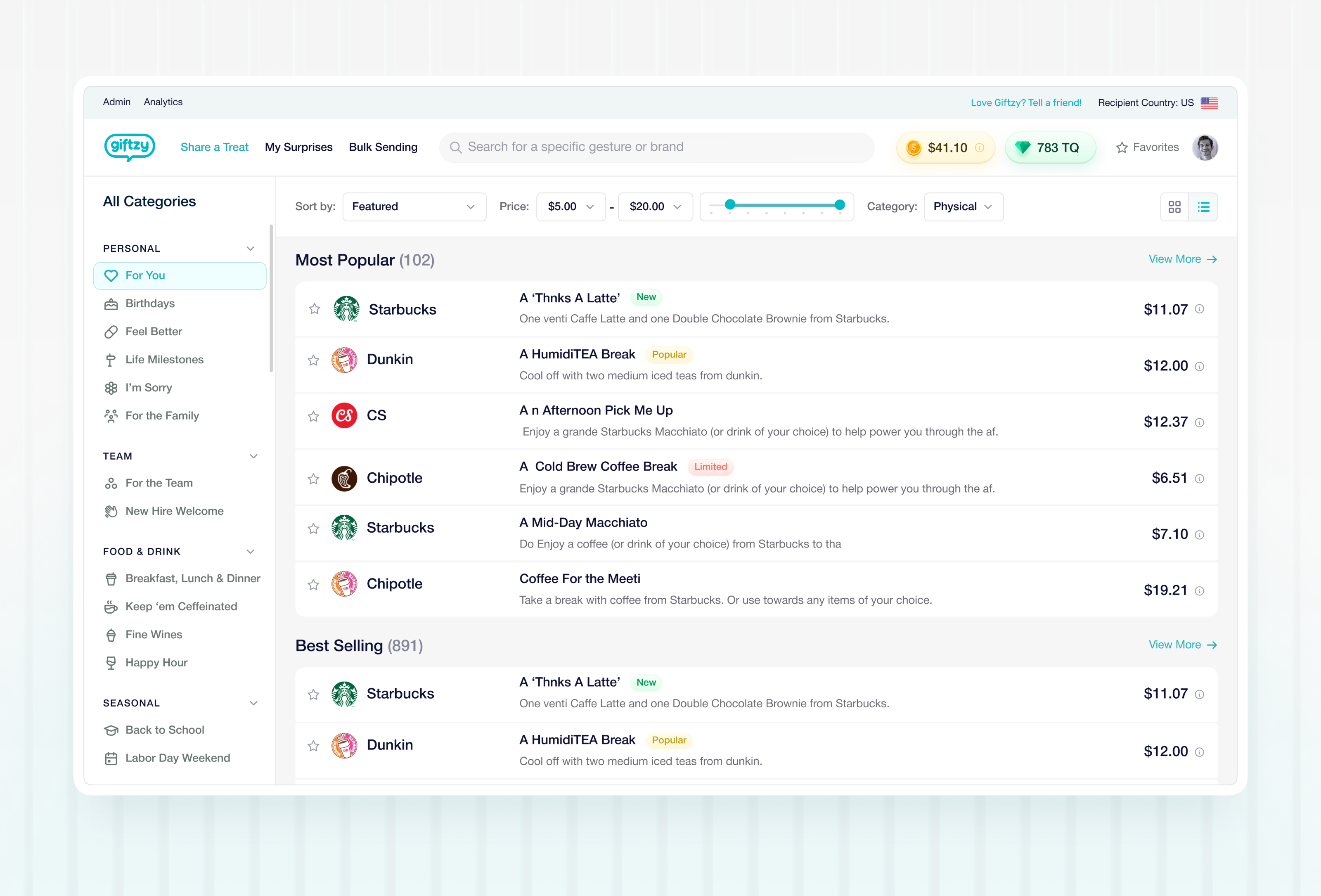 SaaS Dashboard UI for Gift-Sending Platform by Nasir Uddin on Dribbble