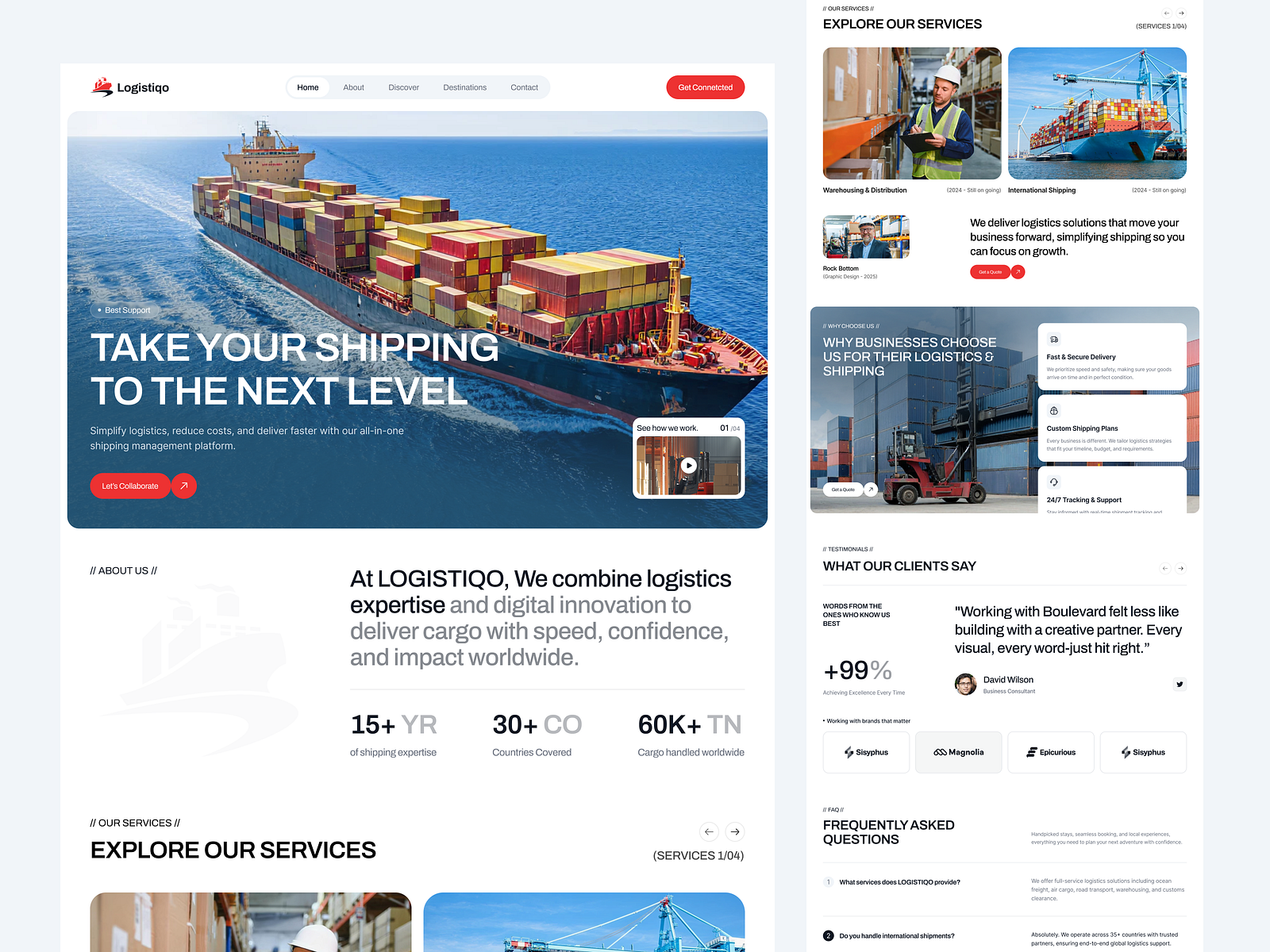 Shipping Logistics Website Design by Sajibur Rahman for Oripio on Dribbble