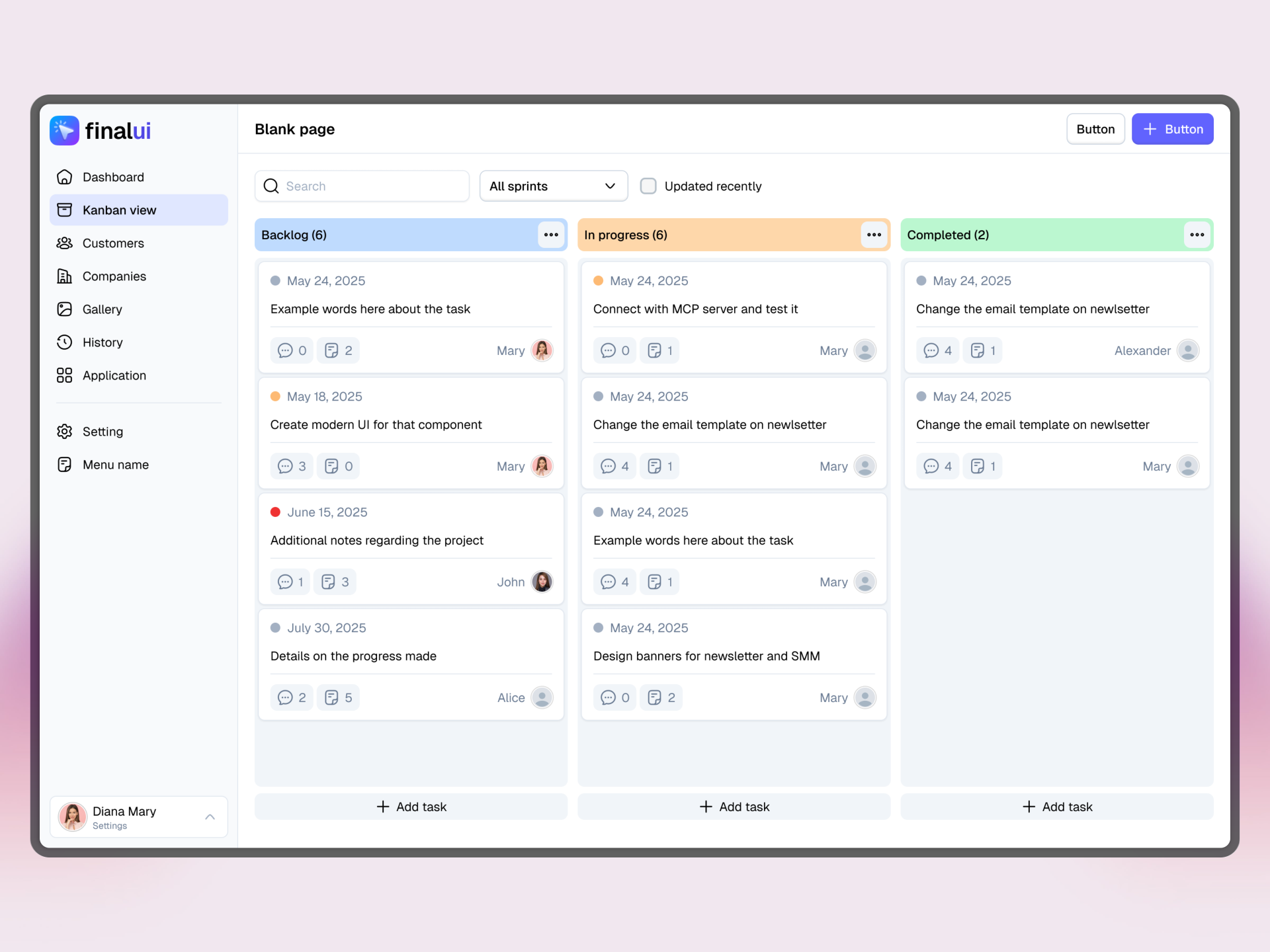 Kanban Board UI by Final UI on Dribbble
