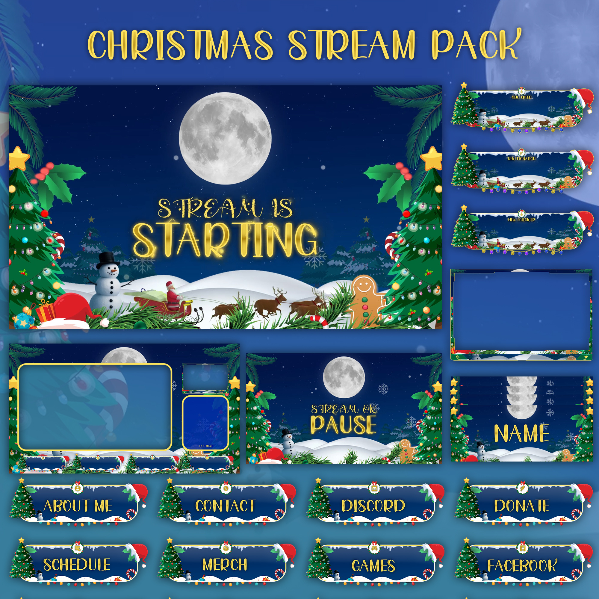 Christmas Stream Overlay I Twitch Overlay by VectorKingStudio on Dribbble