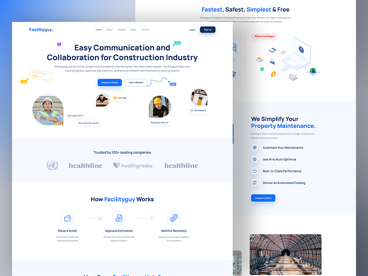 Construction Management SaaS Landing Page UI by Meo Studio - UX UI ...