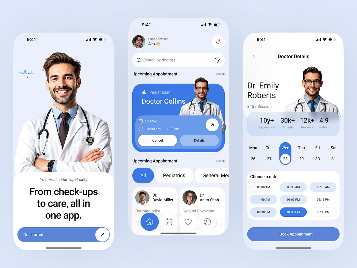 Healthcare Booking System UI Design by Farhan ahmed Jibon on Dribbble