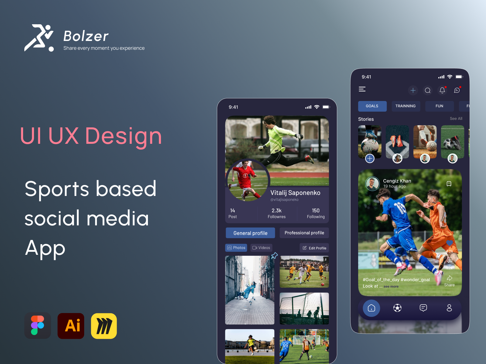 UI UX Design for a Sports based social media App by Rahat Anower on ...