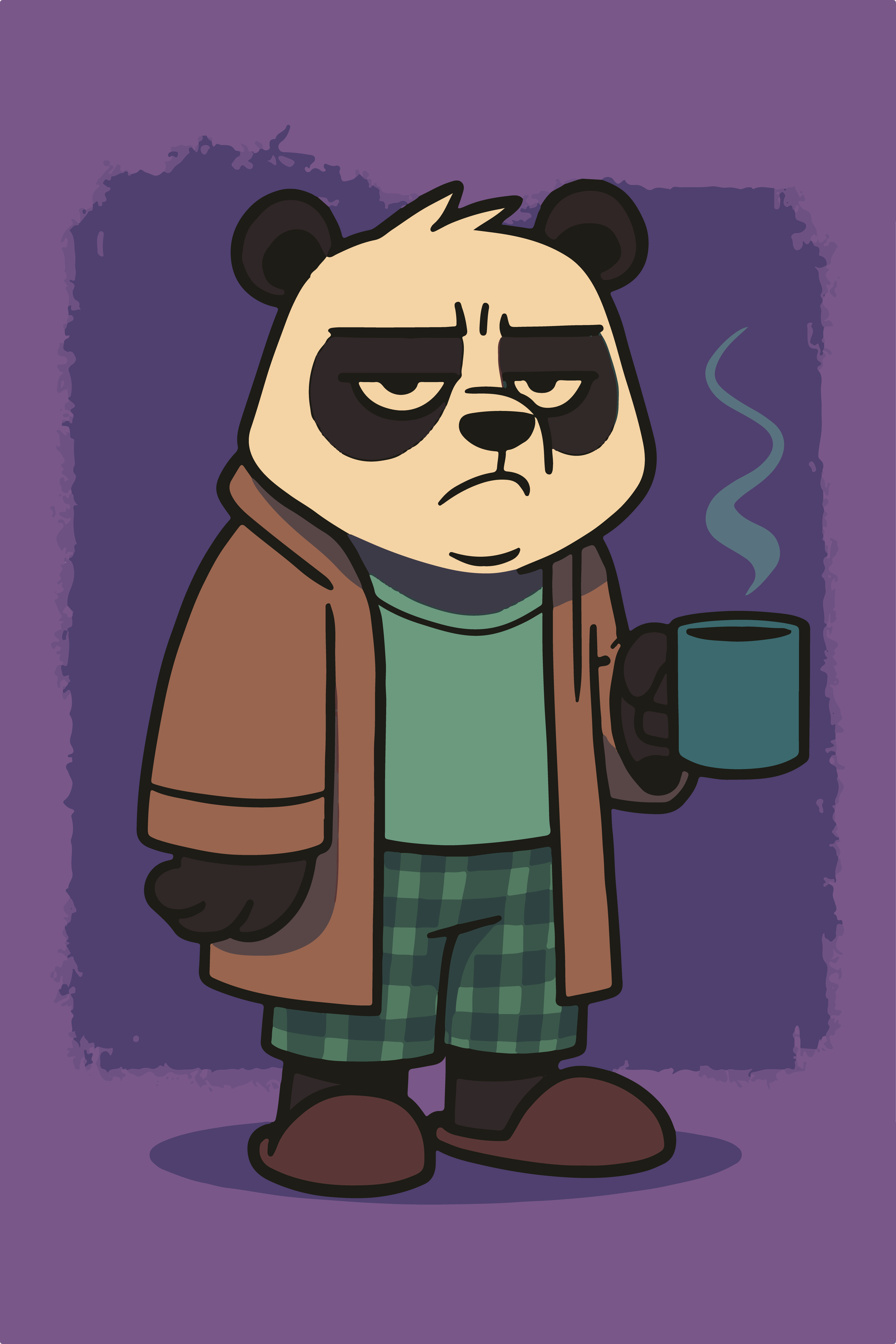 Grumpy Panda Morning — Pajamas, Coffee Mug (Vector Illustration) by ...
