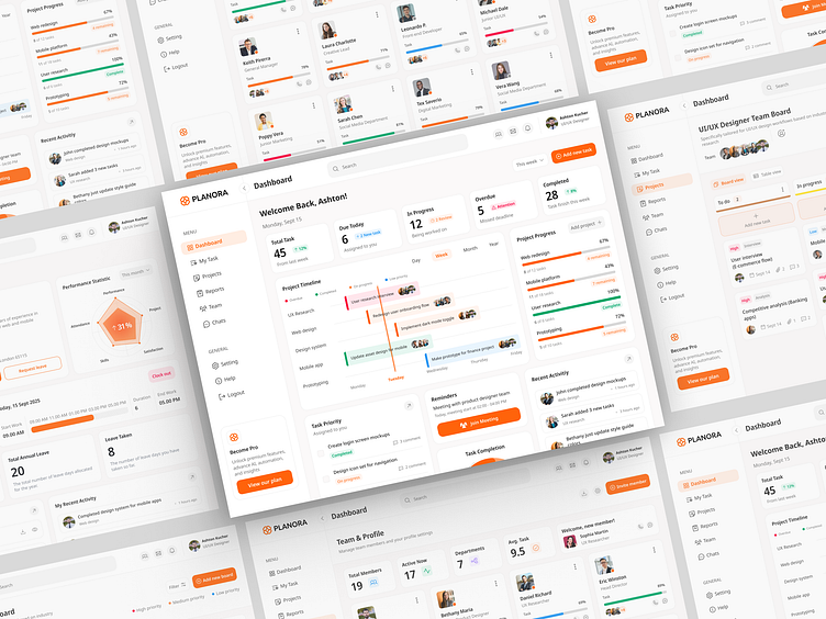 Planora - Management Task Dashboard (All screen) by Jessicha Hyacintha for Agensip UI UX Agency ...