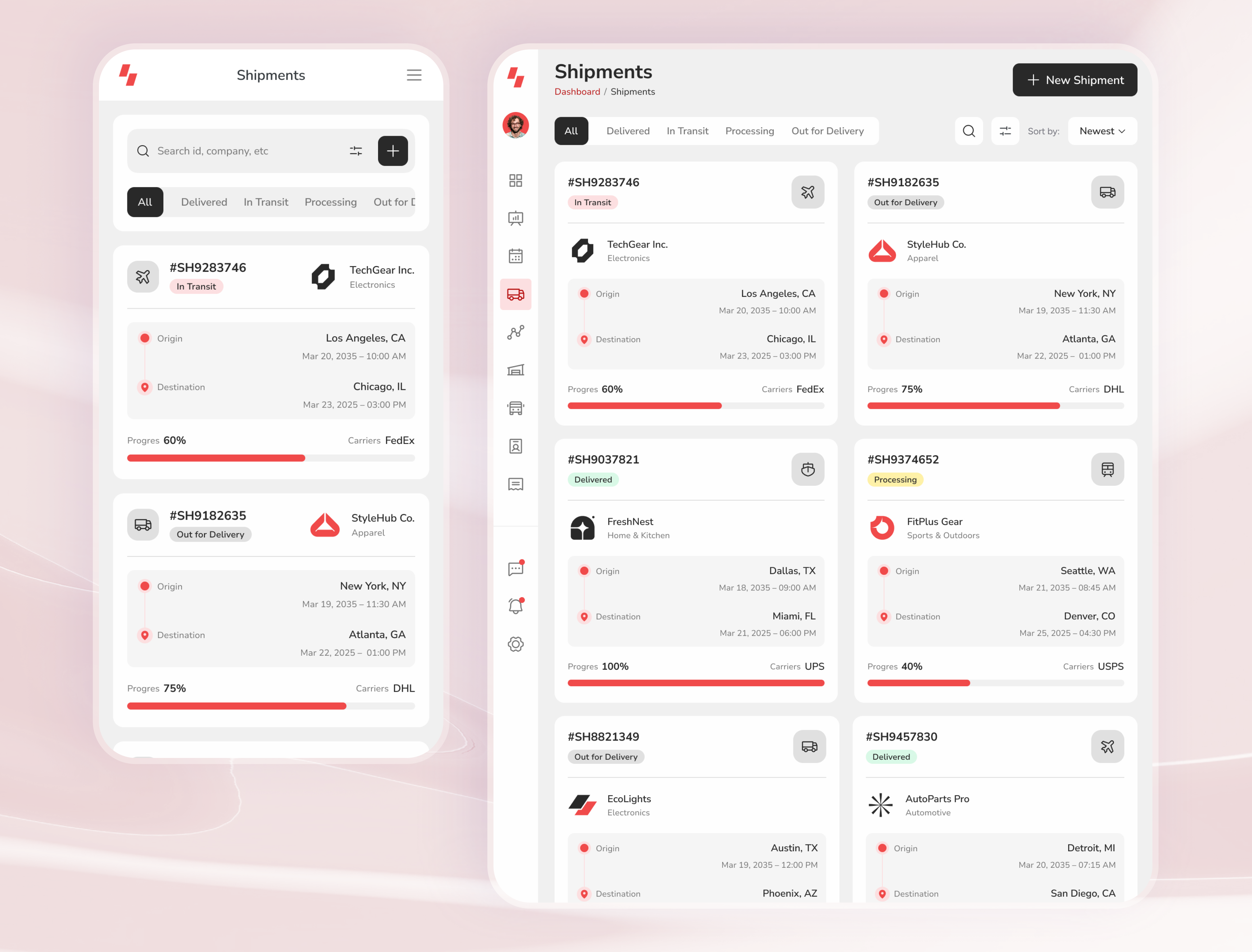 ShipNow Shipment Grid Page – Shipping Management Dashboard by Ahmad S ...