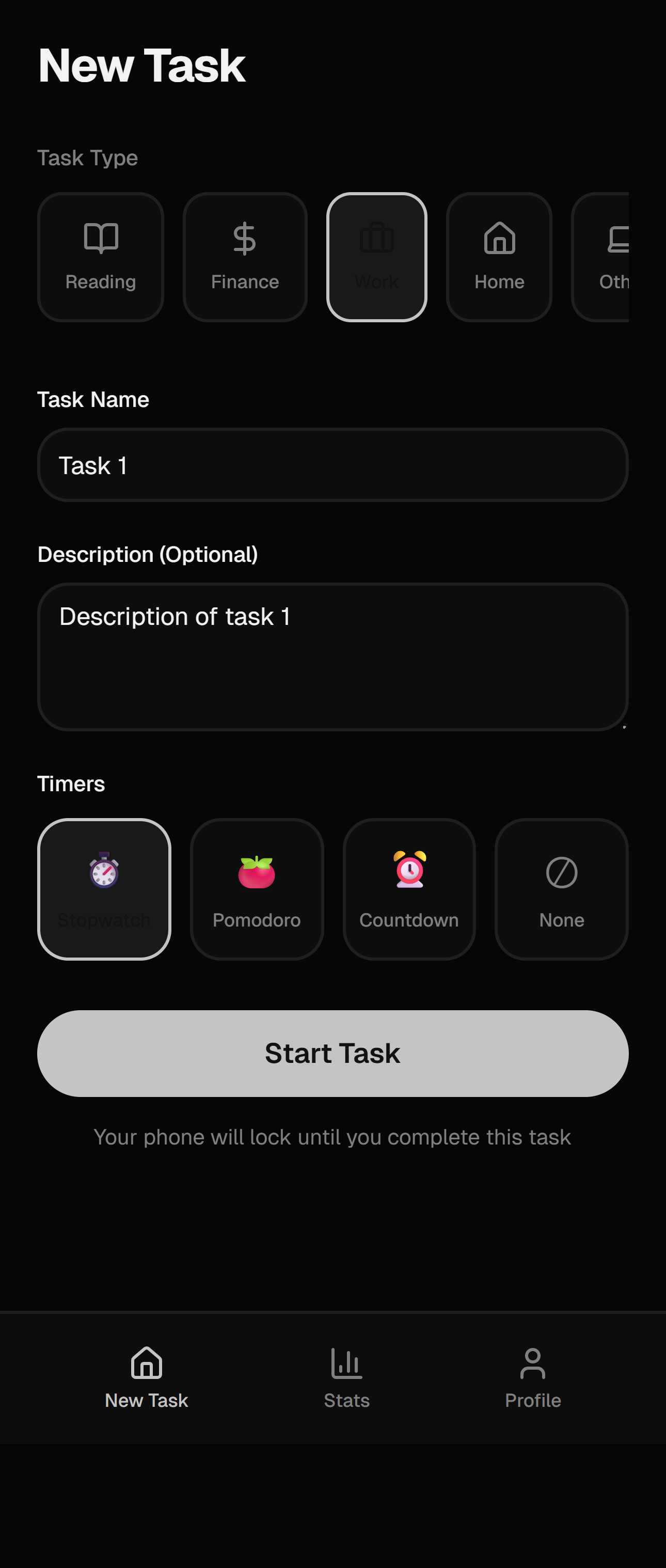 Focus Task App Minimal Dark Mode by Ahnaf Al Rafi on Dribbble