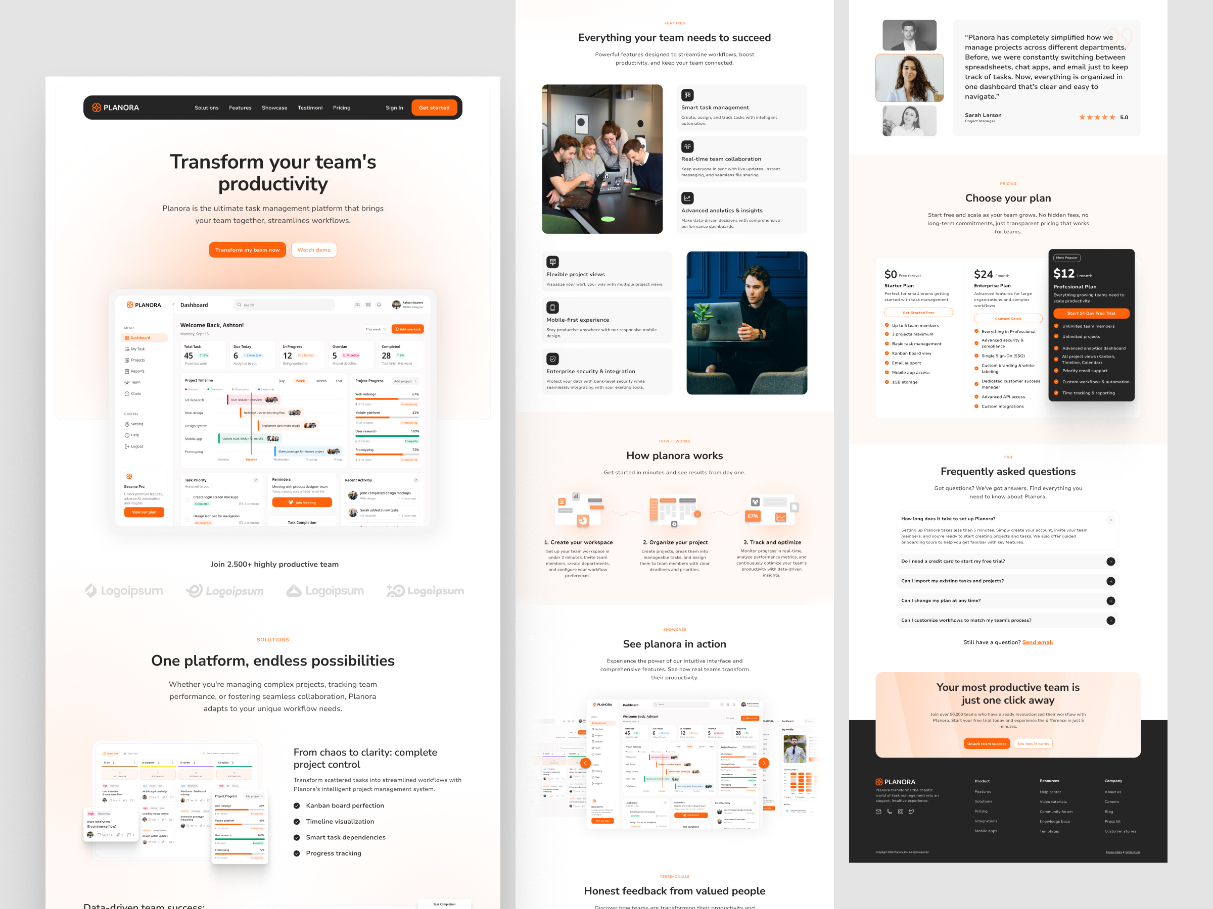Planora - SaaS Landing Page for Smart Dashboard by Jessicha Hyacintha for Agensip UI UX Agency ...