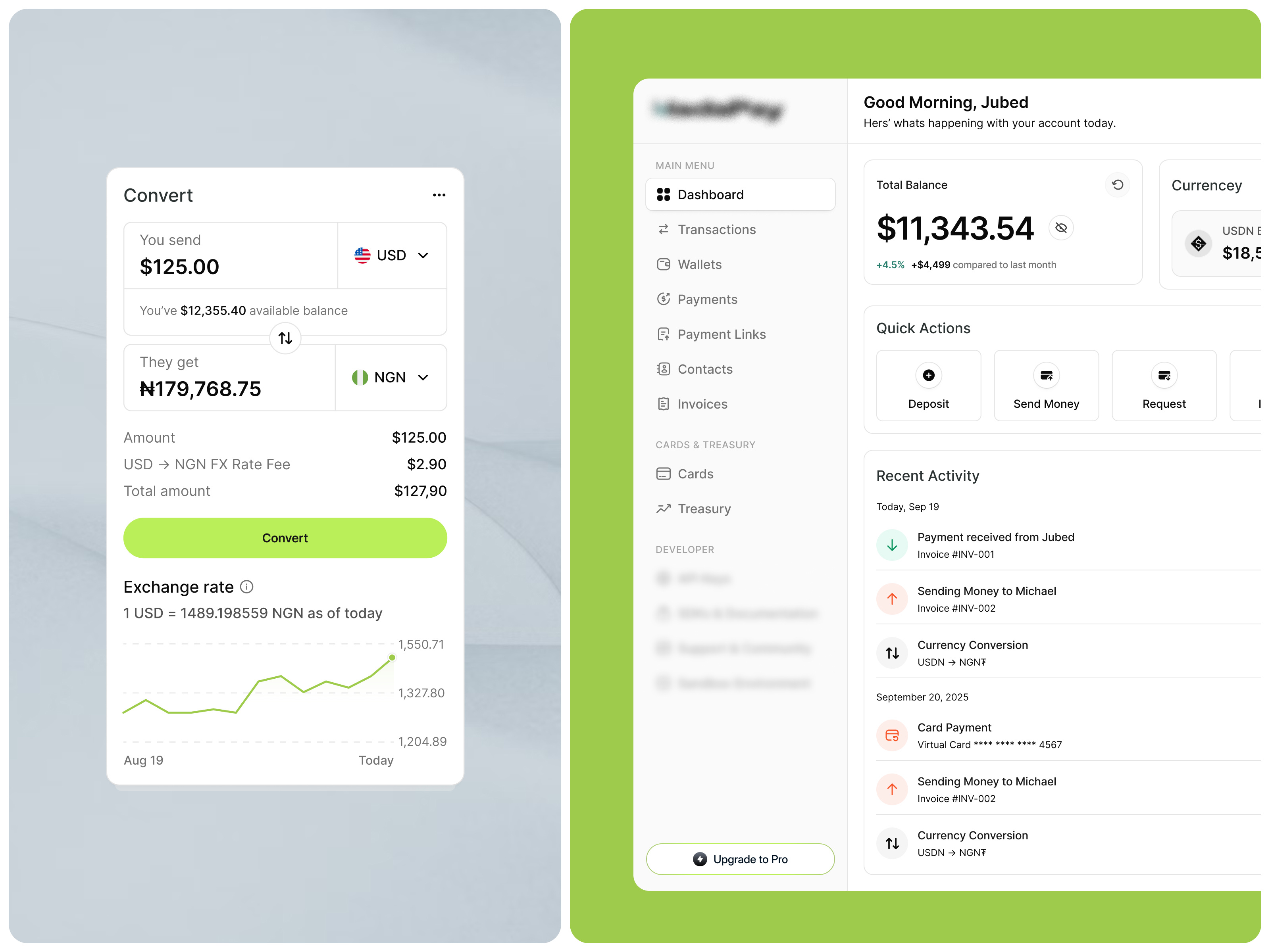 Fintech Wallet Dashboard — Real-Time FX & Transfers by Jubed Ahmed on ...