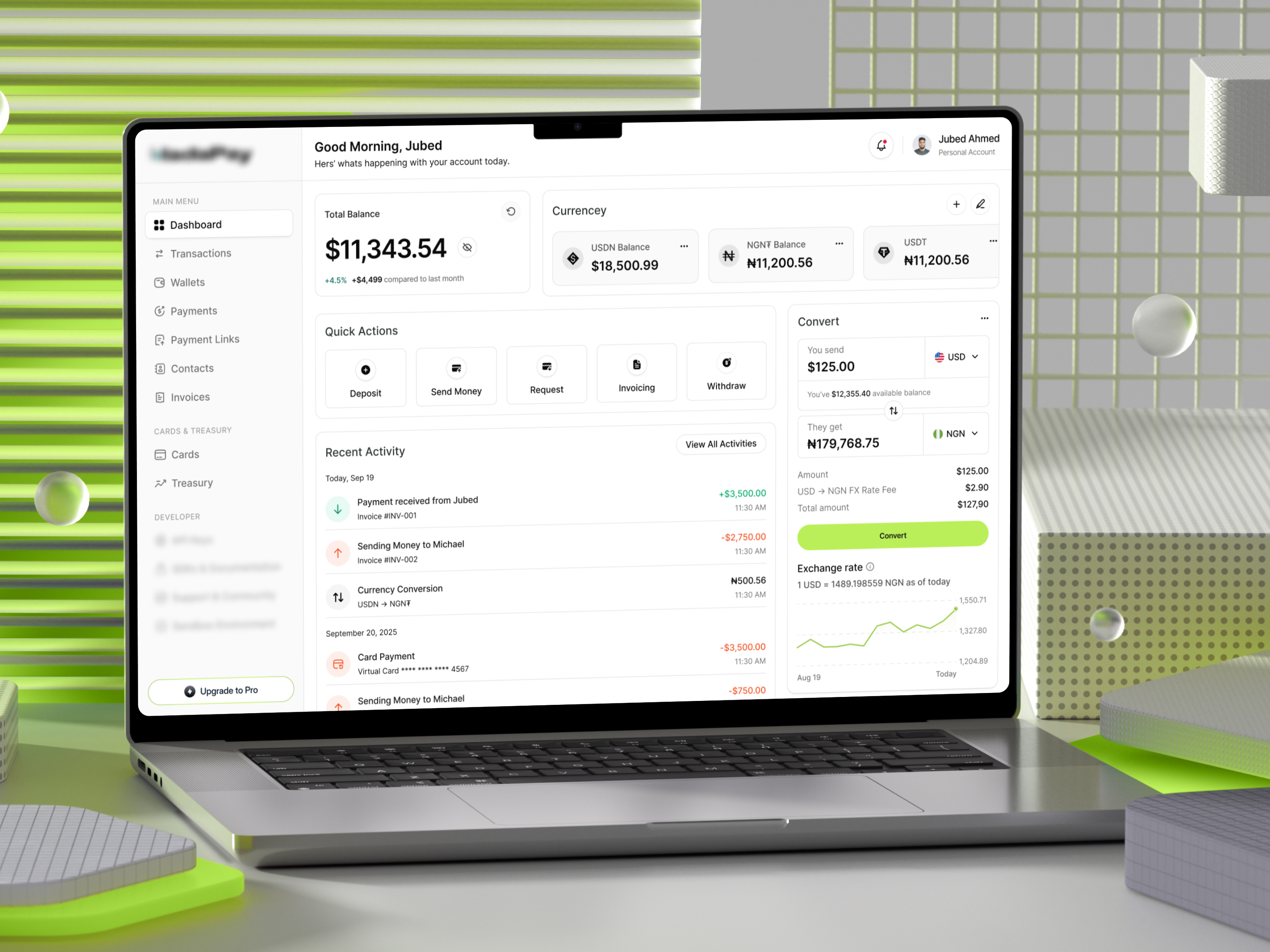 Fintech Wallet Dashboard — Real-Time FX & Transfers by Jubed Ahmed on ...