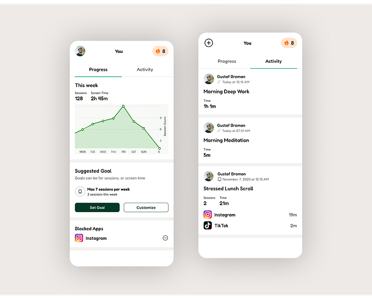 Strava for Deep Work - App Concept by Gustaf Broman on Dribbble