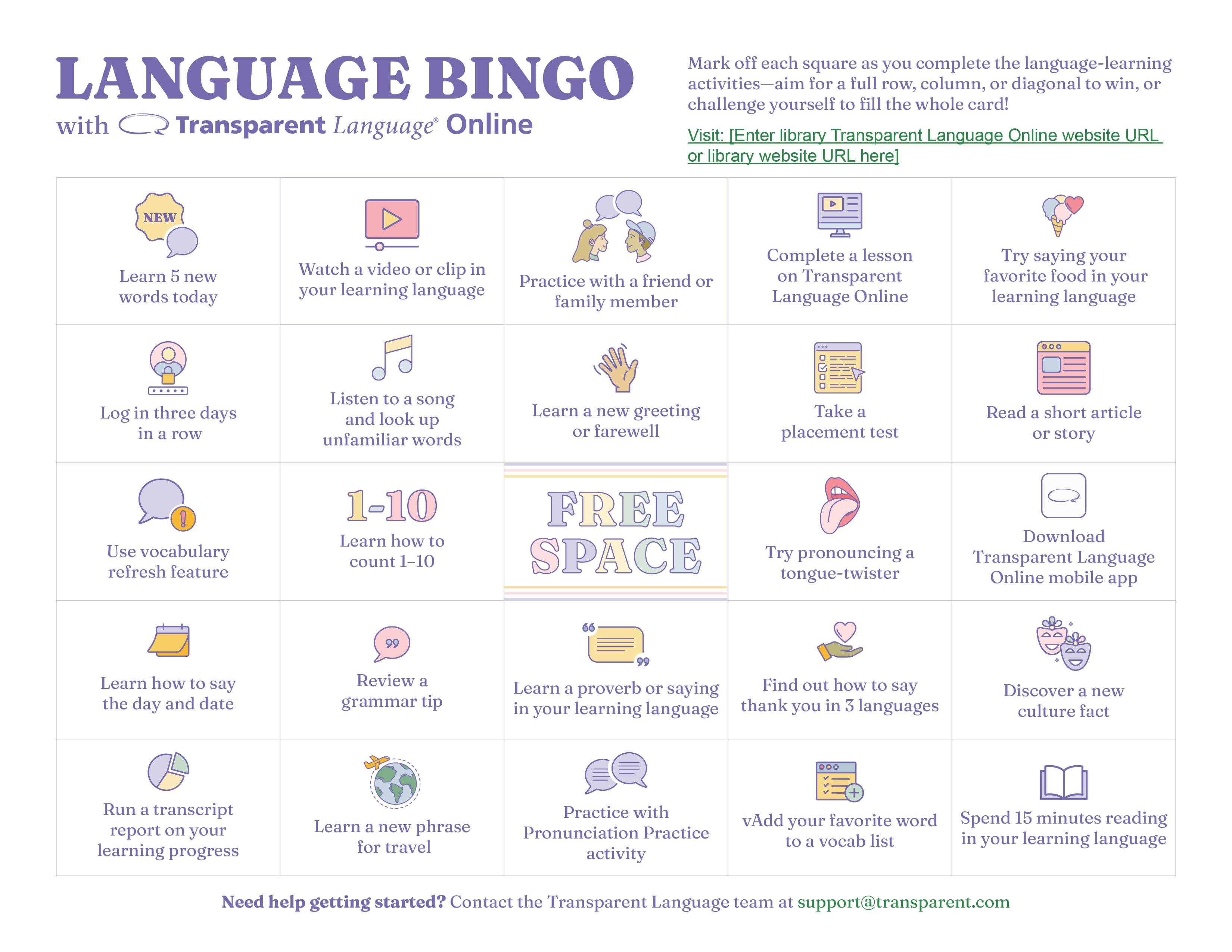 Language Bingo by Brittany Bresnahan on Dribbble