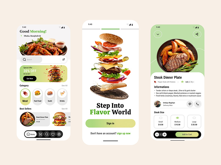 Food App UI Design by Susmay Hossain (UI/UX Designer) on Dribbble