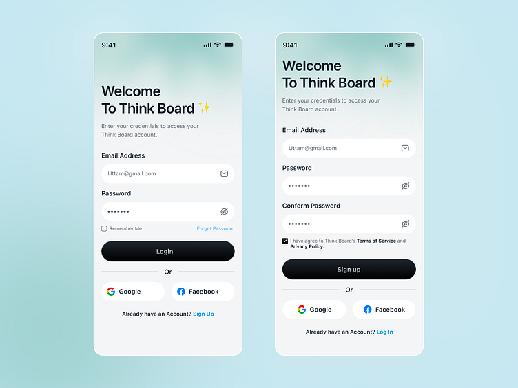 Modern Sign In & Sign Up - UI Screen by Uttam Das on Dribbble