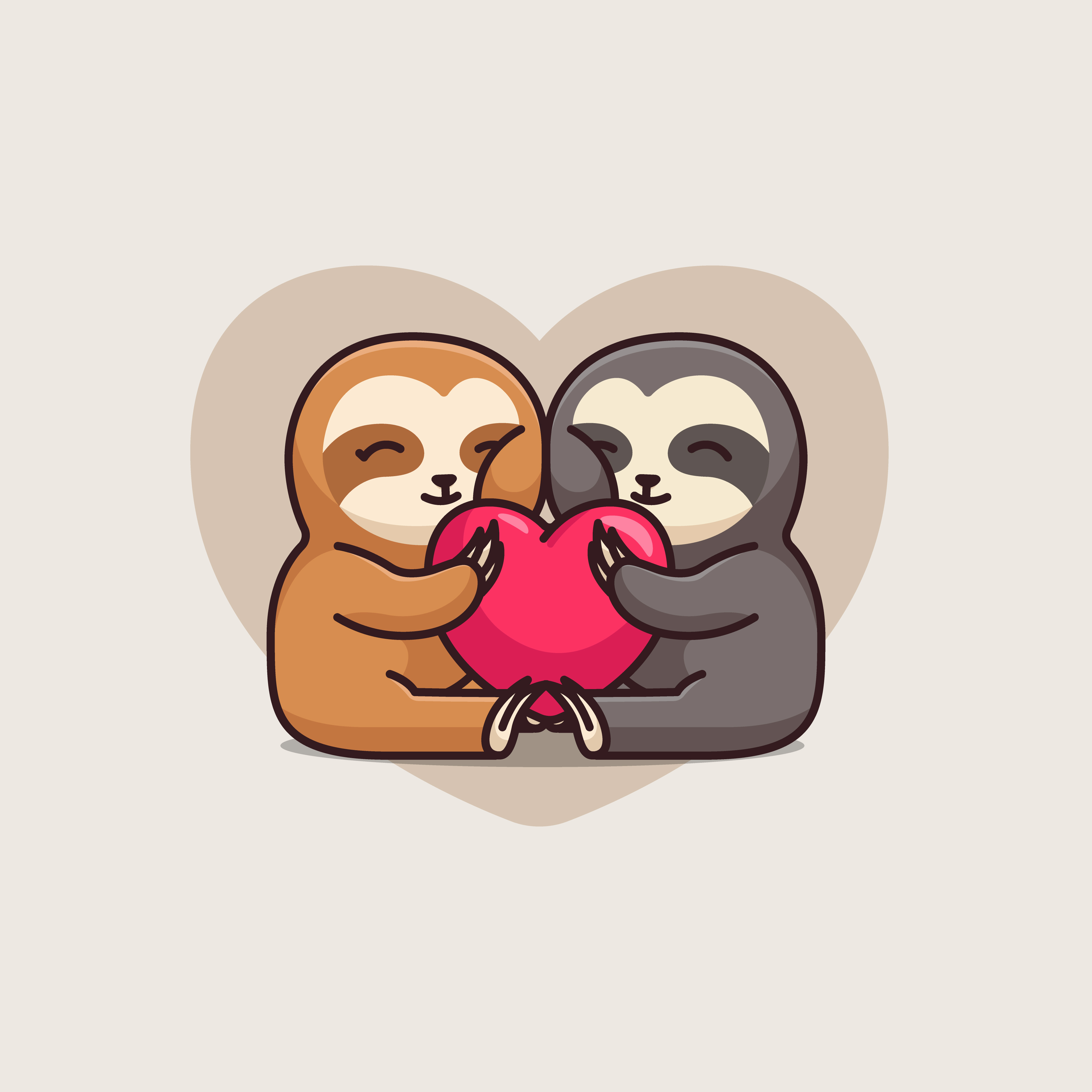 Cute hugging animal love collections 🦥🐱🐰🐼🐷 by Satisfactoons on Dribbble