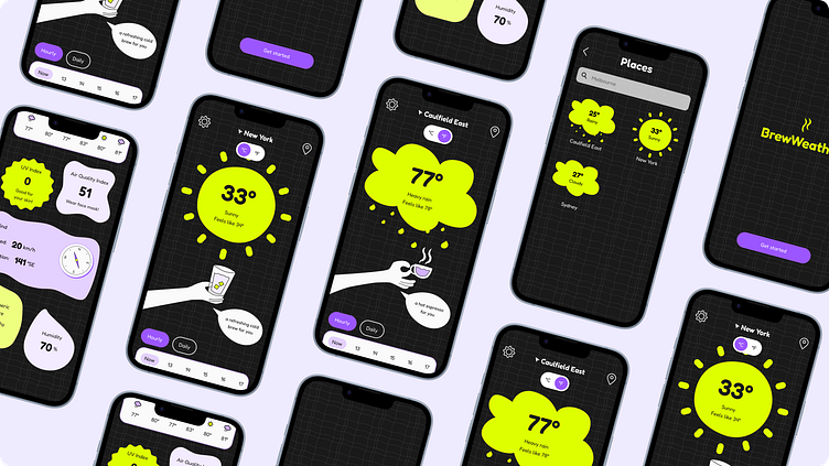 BrewWeather - Illustrative & fun weather app by Linh Nguyen on Dribbble