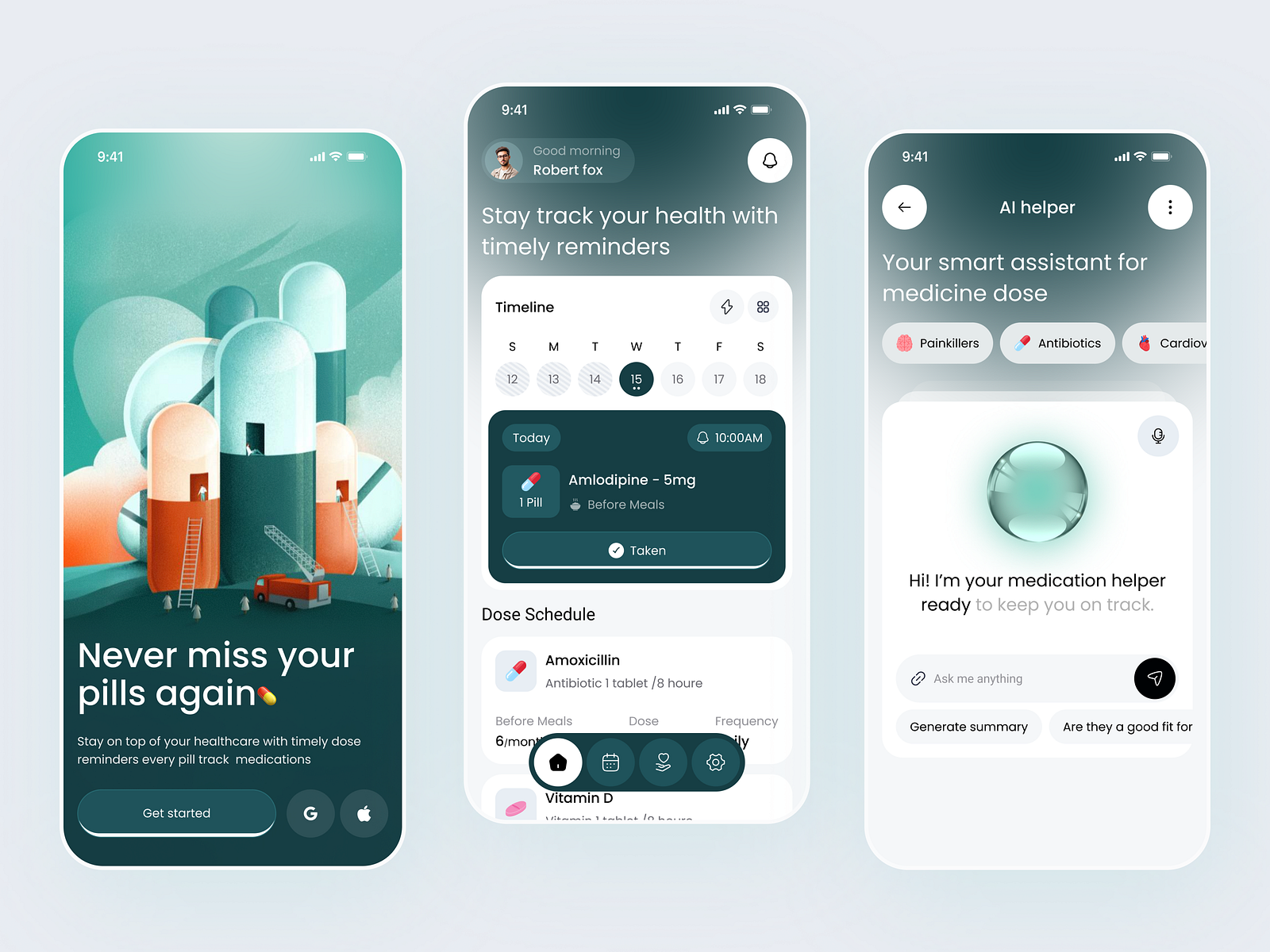 AI-Powered Medication Reminder App UI by Mohammad Ali on Dribbble