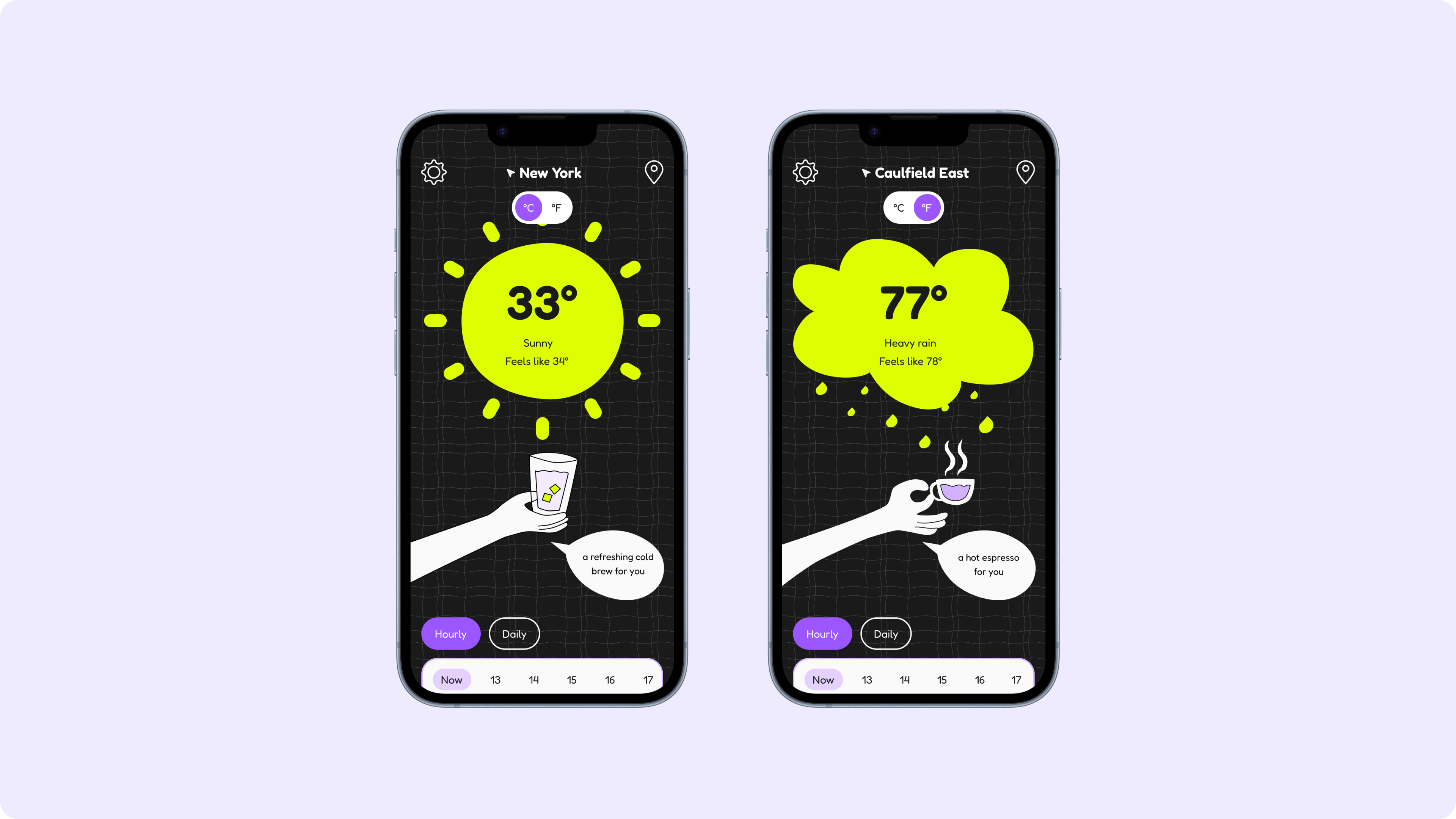 BrewWeather - Illustrative & fun weather app by Linh Nguyen on Dribbble