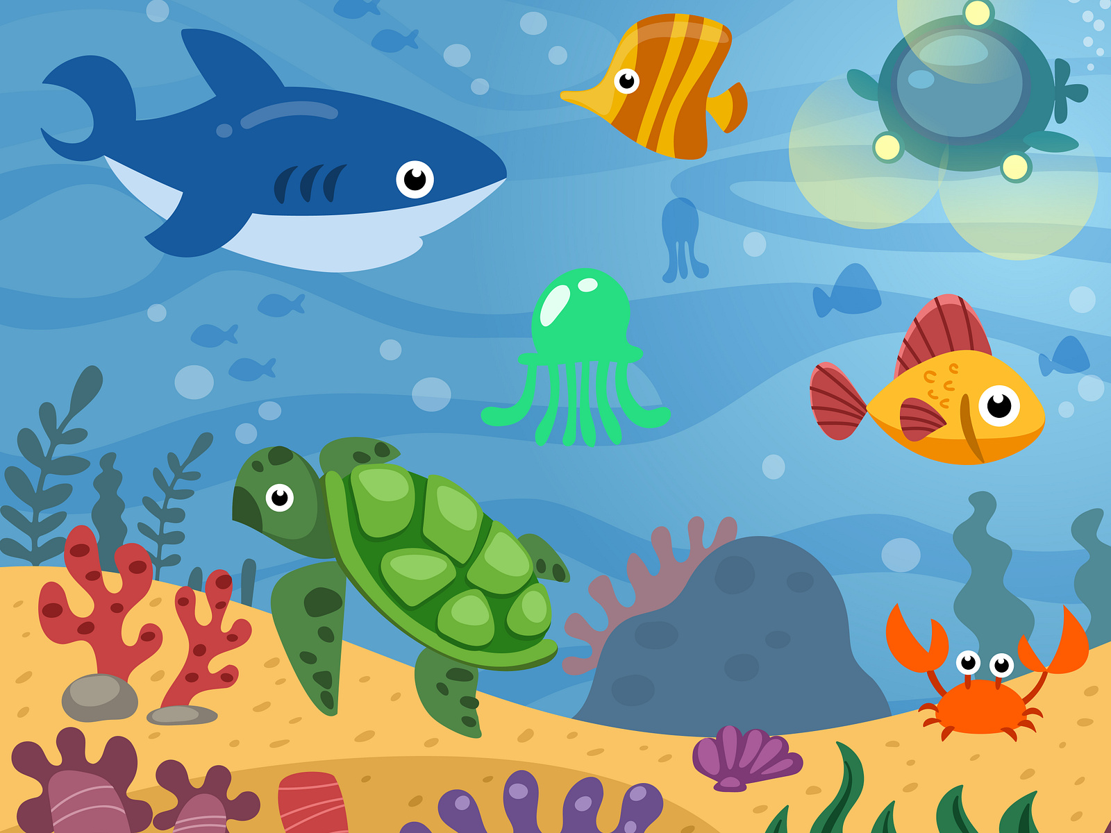 Sea Creatures - Activity Book - Colorful Cartoon Illustration by ...