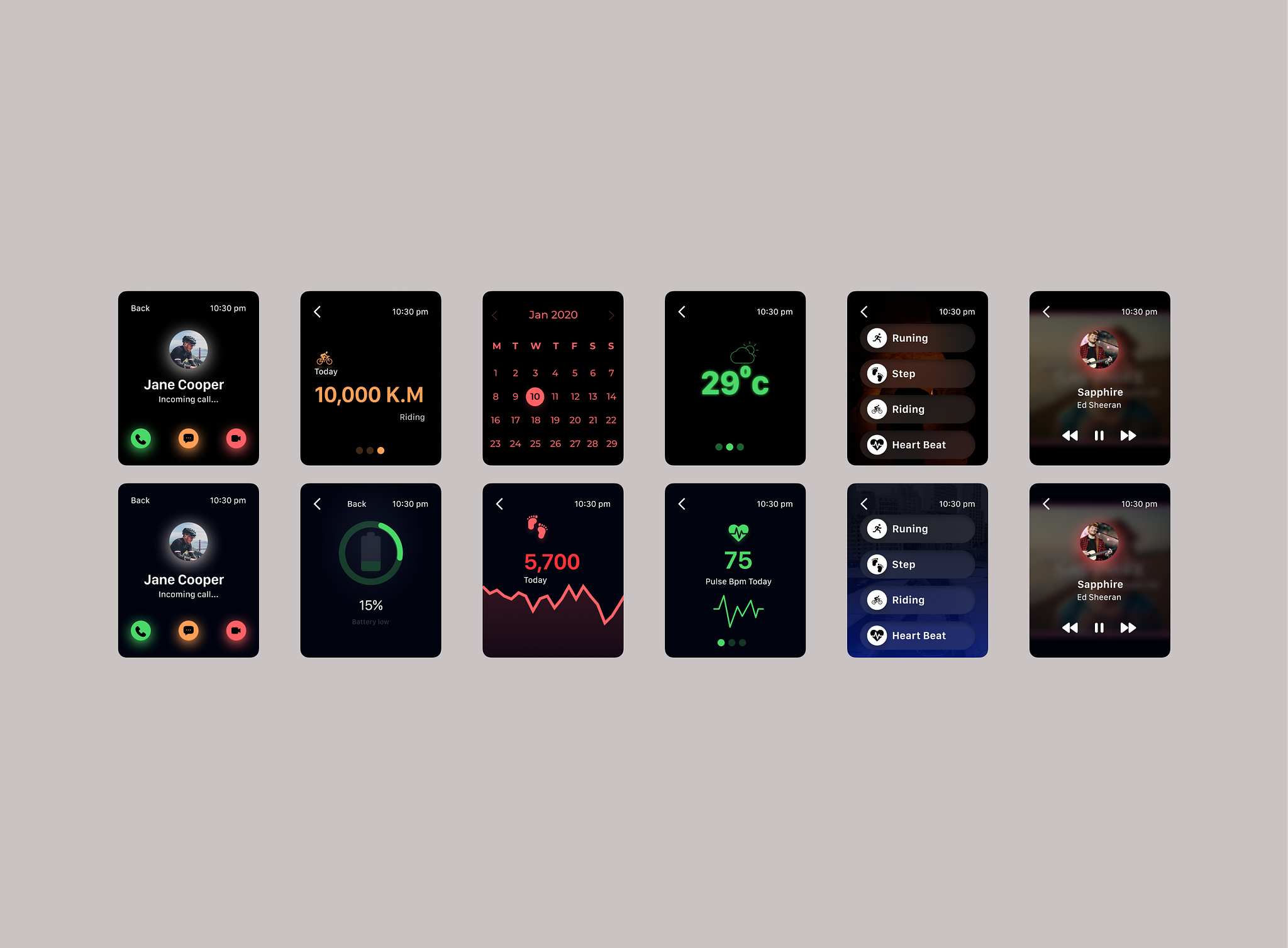 Smart watch app ui design by Sajib Narayan Bose on Dribbble